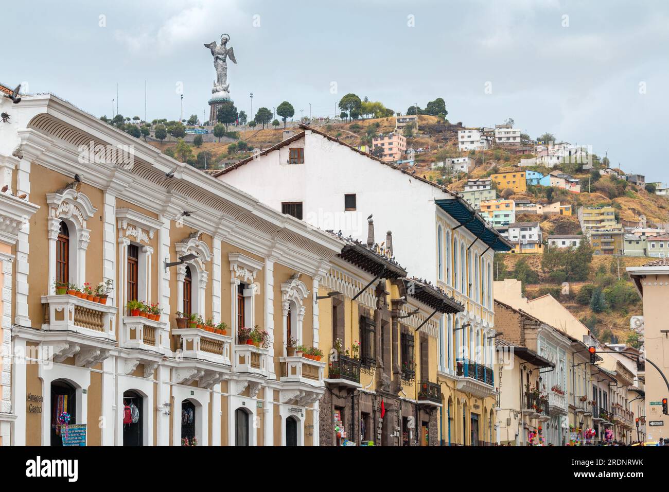 A quiet street scene in the Historic Center of Quito, Ecuador Stock ...
