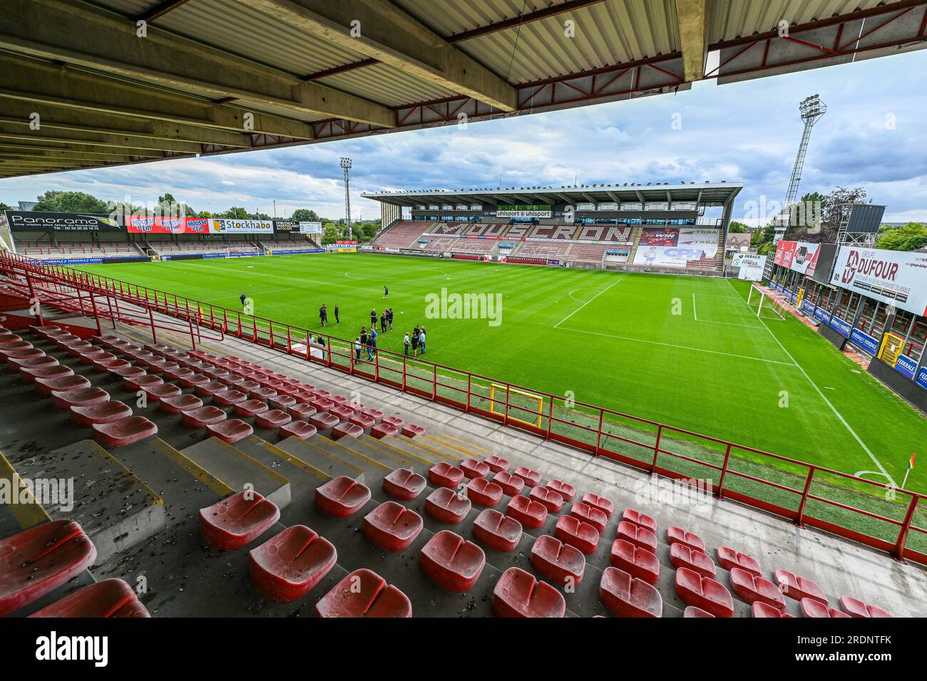 Mouscron, Belgium. 22nd July, 2023. Stadion Moeskroen pictured before a ...