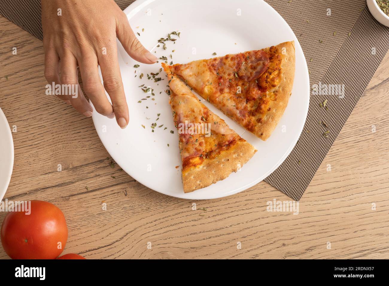 pizza slices on a plate served and ready to eat, appetizing fast food ...