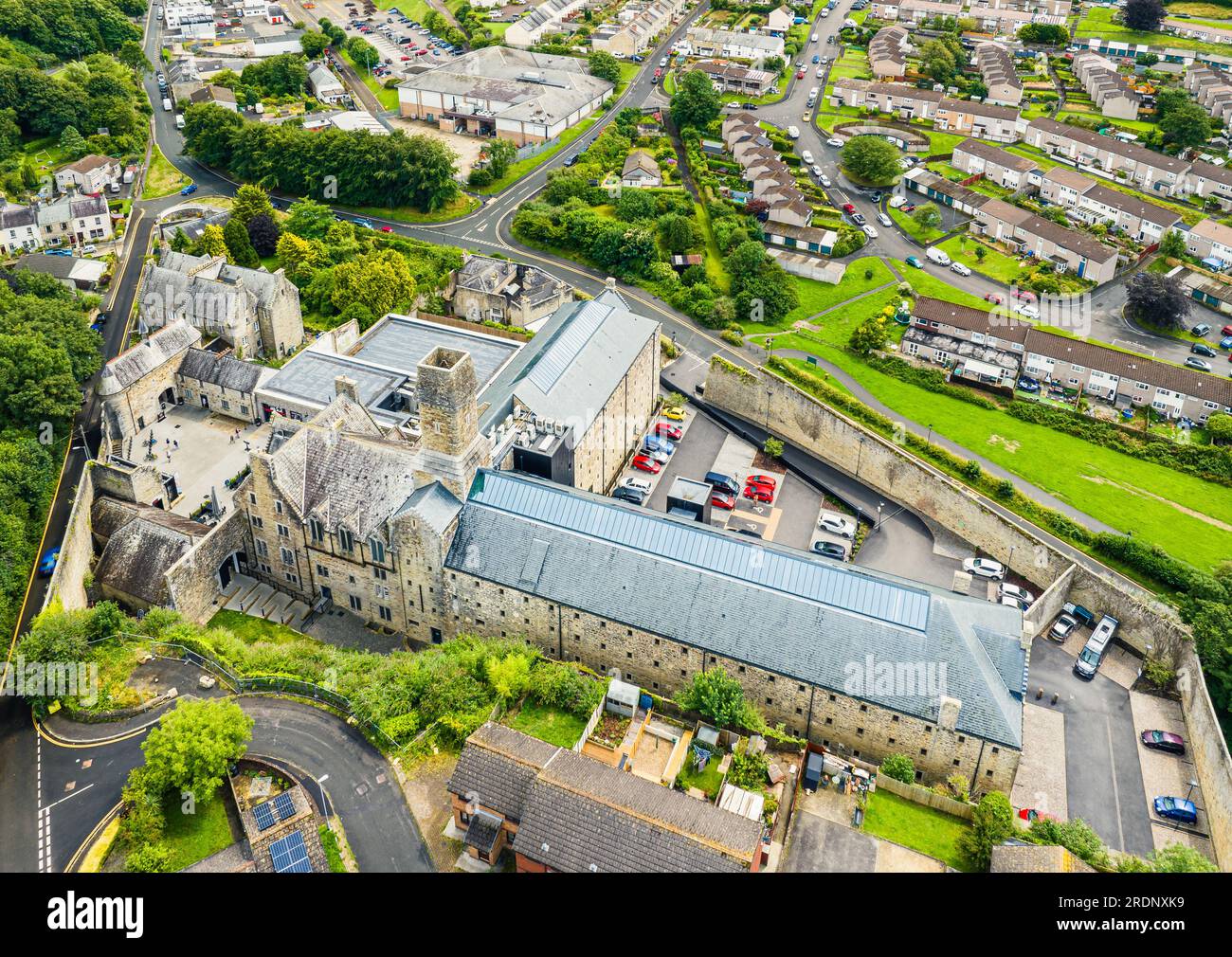 Bodmin Jail and Bodmin Luxury Hotel from a drone, Bodmin Moor, Cornwall ...