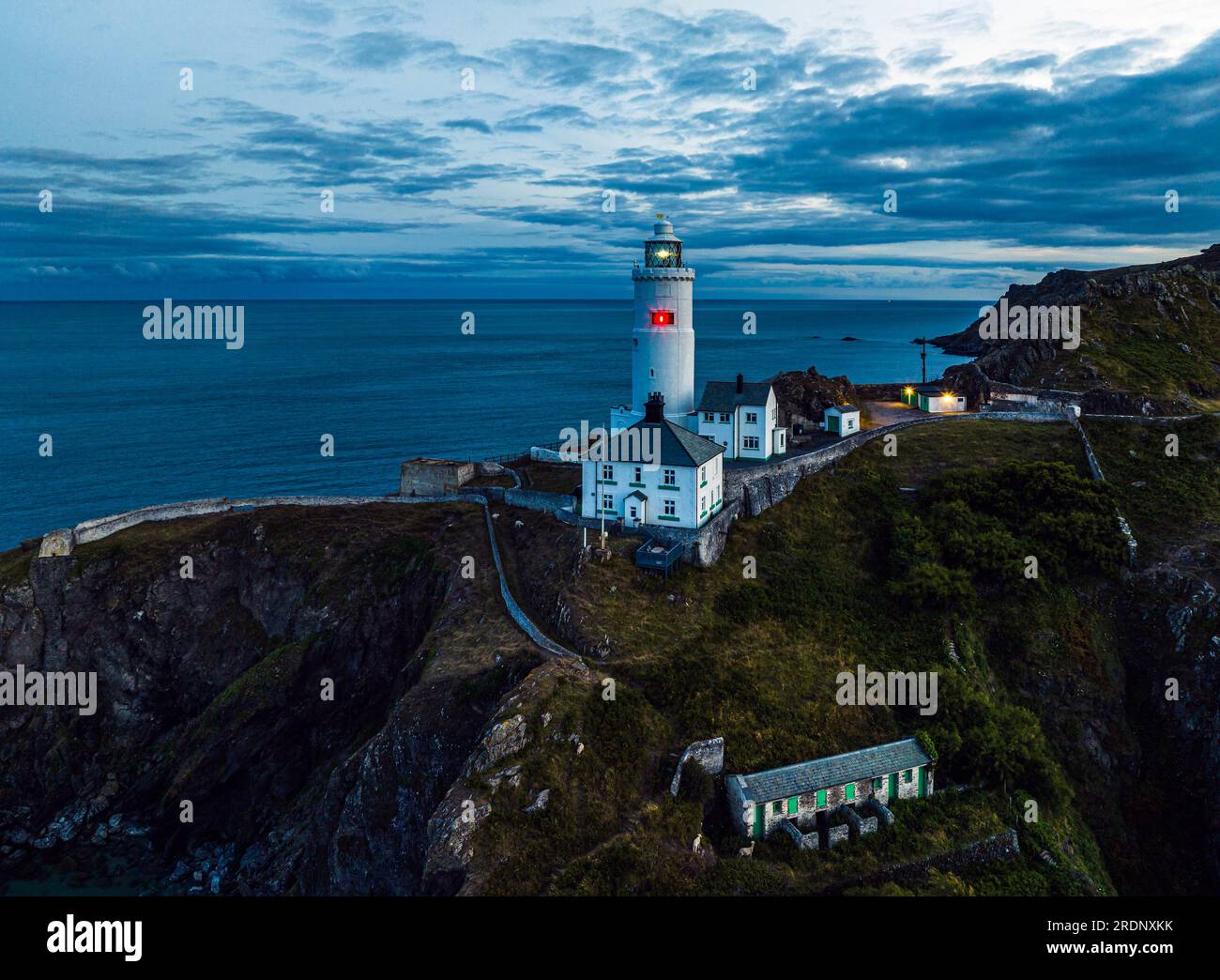 Sunset over Start Point Lighthouse from a drone, Trinity House and ...