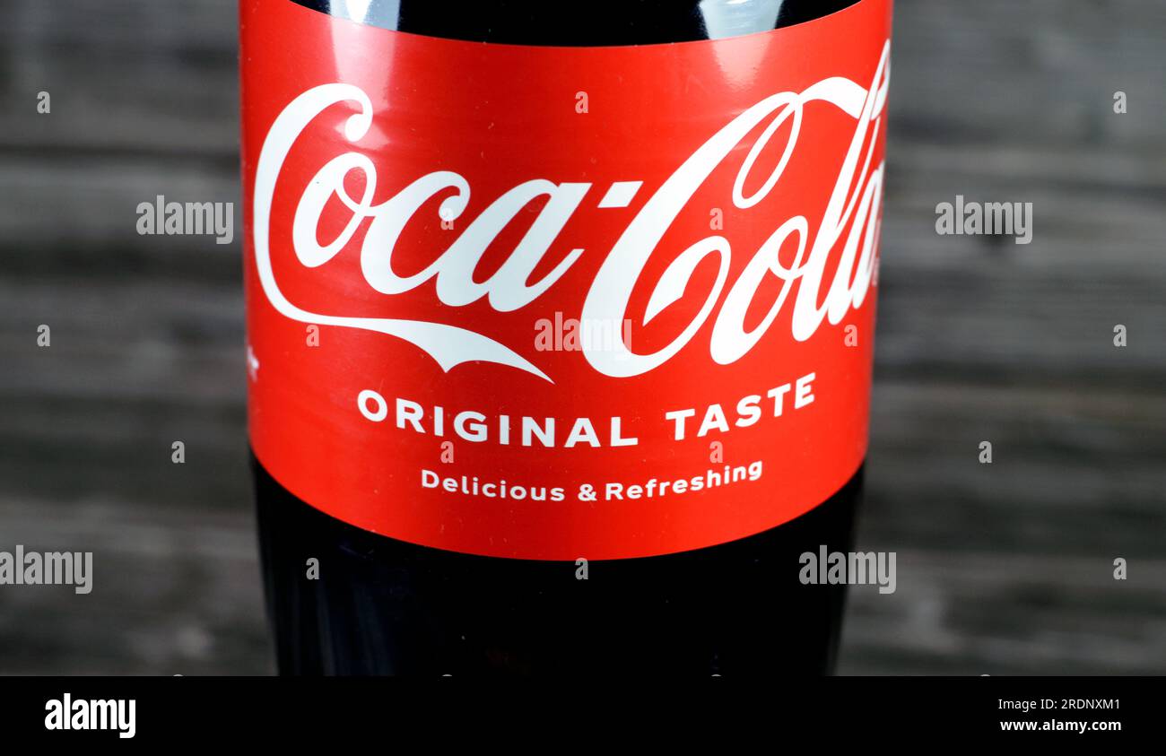 Cairo, Egypt, July 18 2023: Coca-Cola, or Coke plastic bottle, The Coca ...