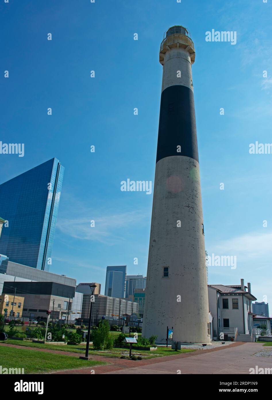 Vertical view of Absecon Lighthouse and tower in Atlantic City, New ...