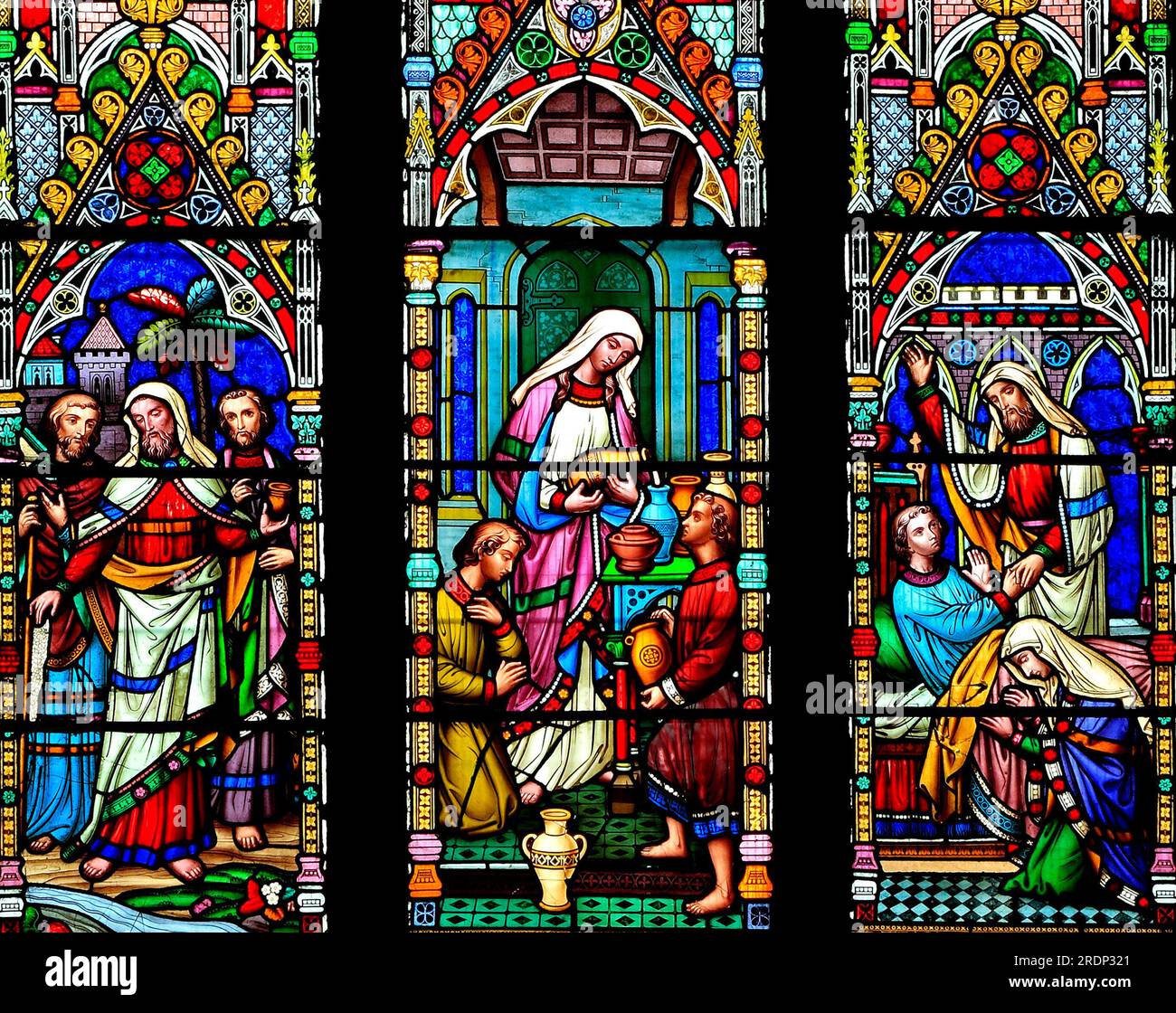 Stained glass window, Miracles of Elisha, Bible story, Biblical, by ...