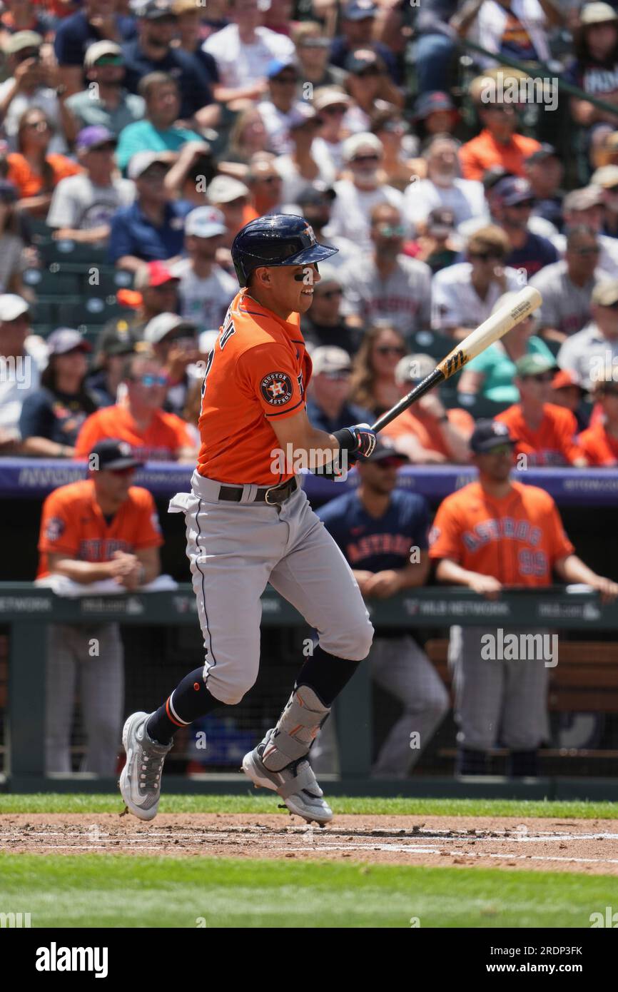 July 19 2023 Houston second baseman Mauricio Dubon (14) gets a hit ...