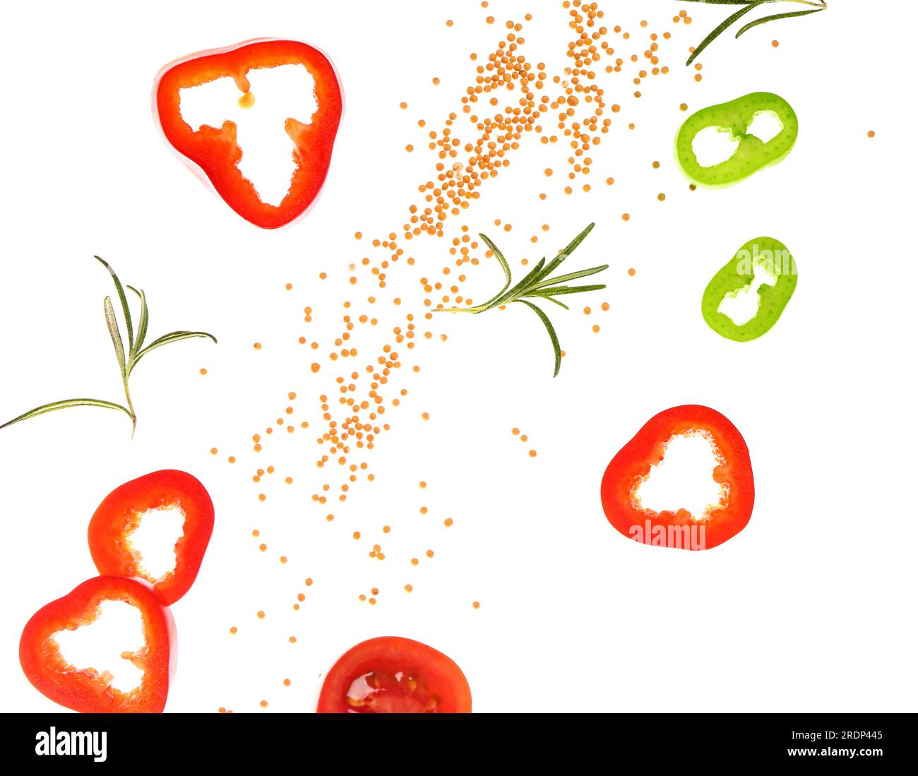 Flying spices isolated on white background Stock Photo - Alamy