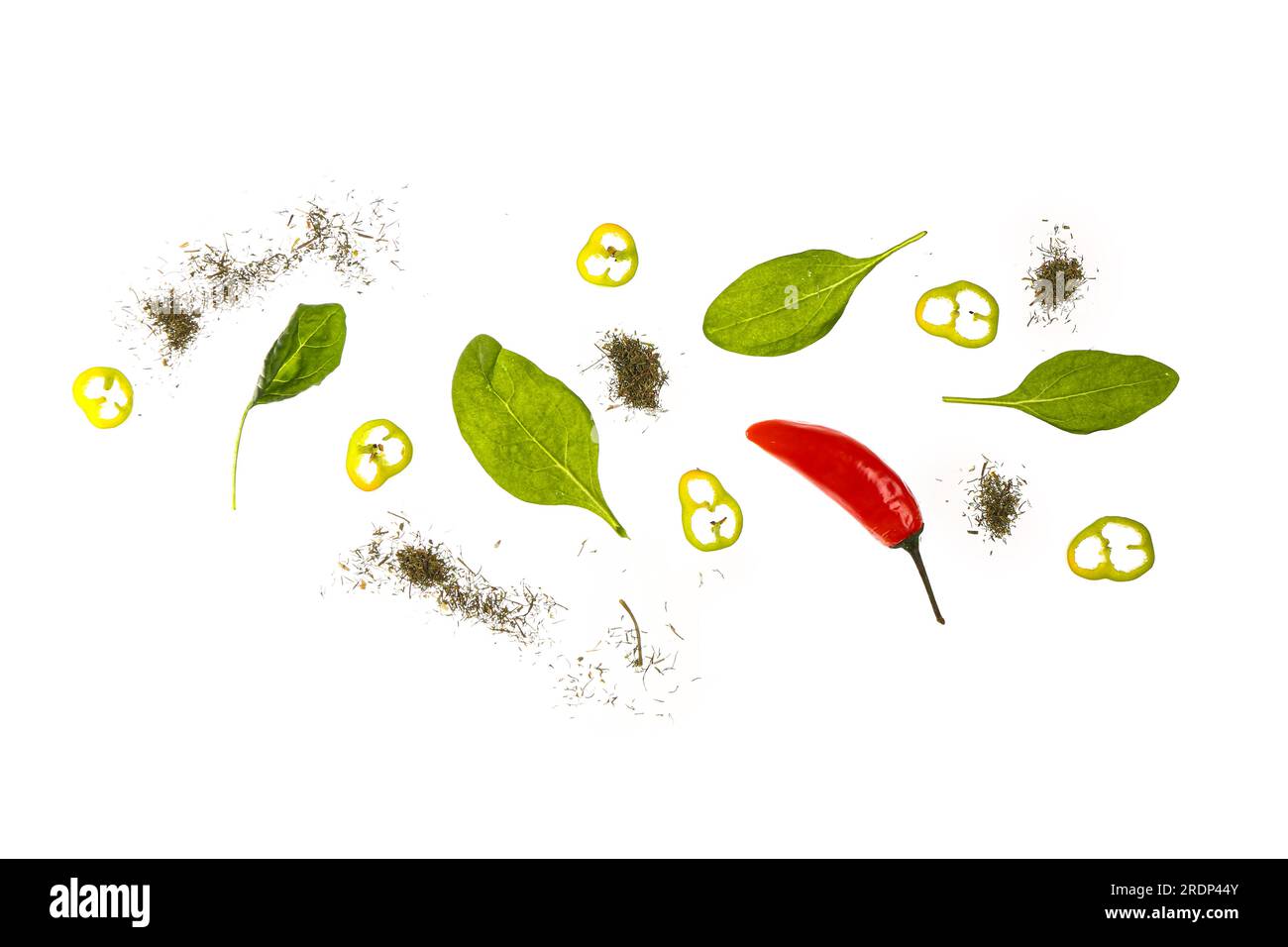 Flying spices on white background Stock Photo - Alamy