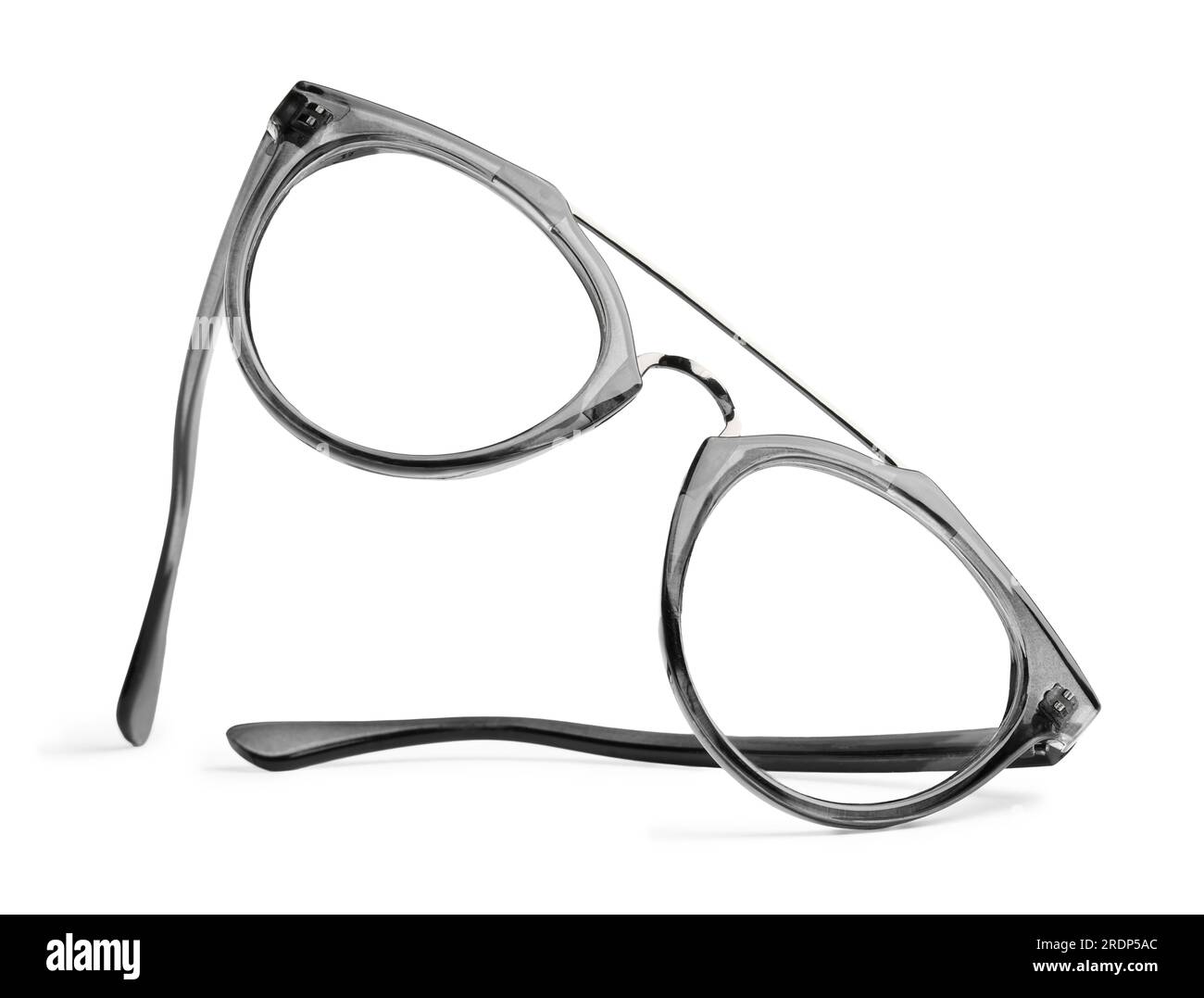 Stylish glasses with grey frame isolated on white Stock Photo - Alamy