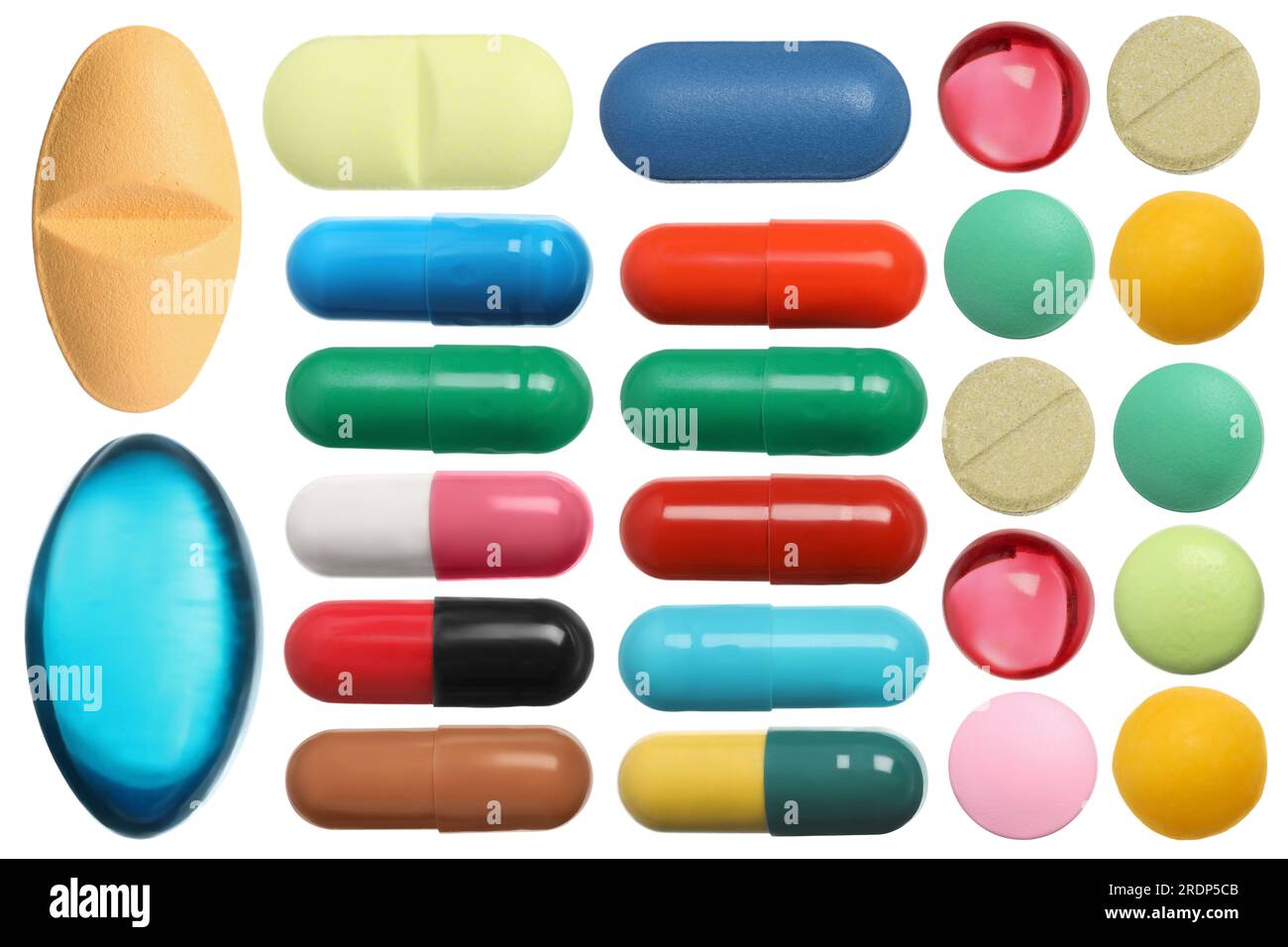 Set of different pills isolated on white Stock Photo - Alamy