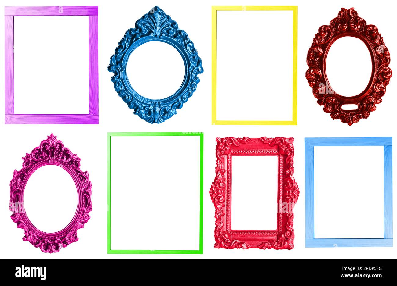 Collage with bright frames on white background Stock Photo - Alamy