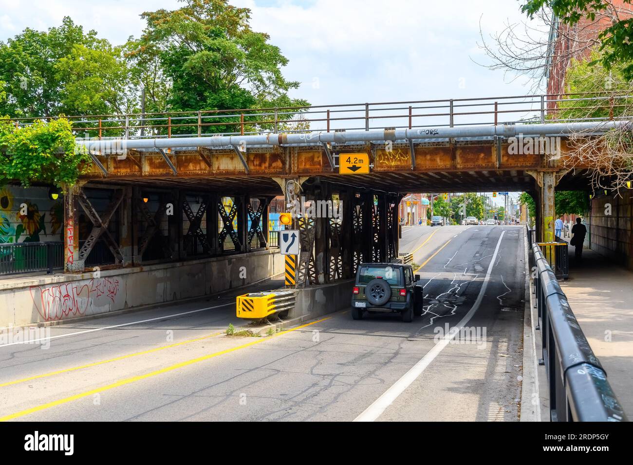 Toronto, Canada - July 9, 2023: Old metallic train bridge or road ...