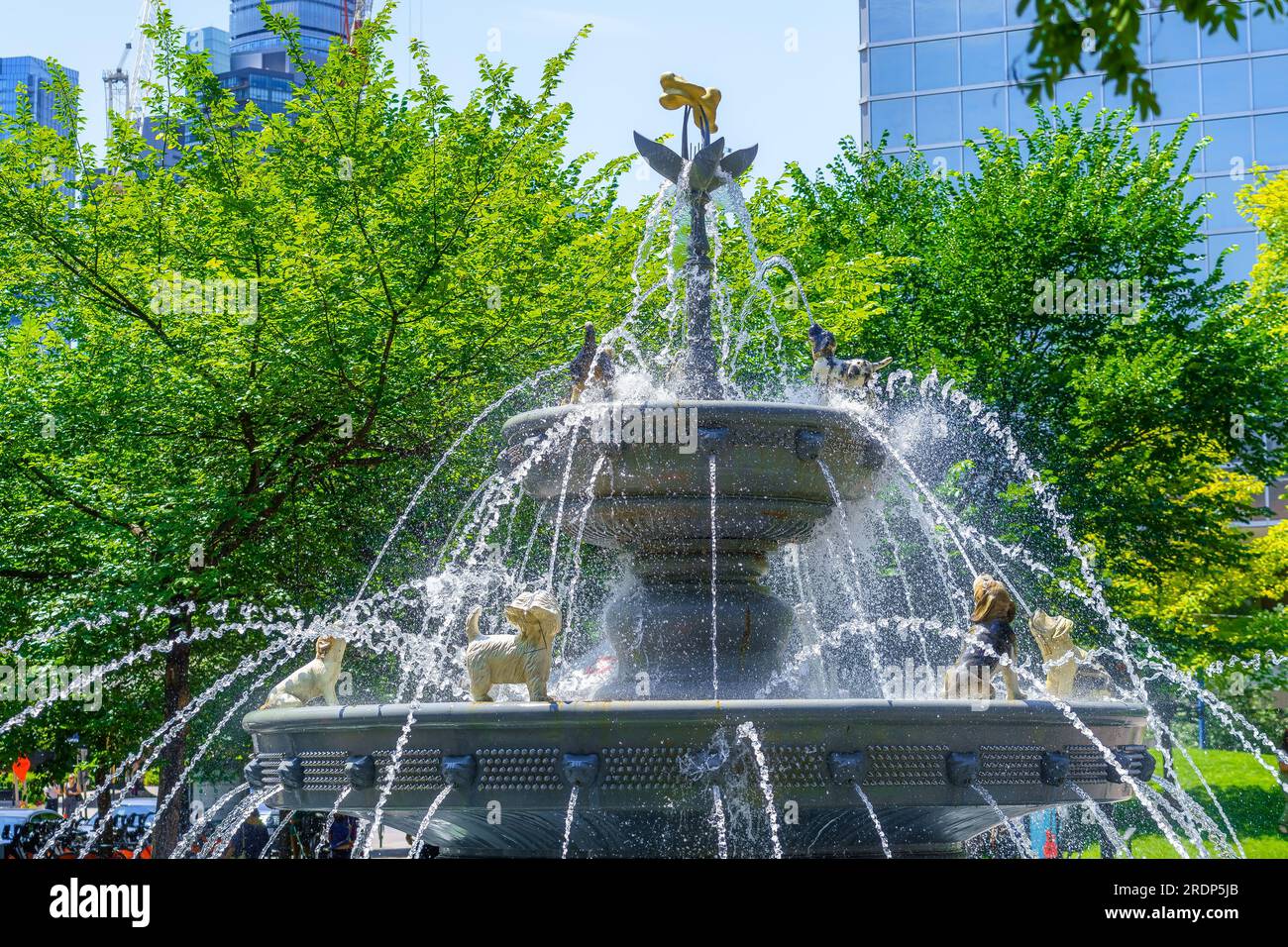 Toronto, Canada - July 19, 2023: Dog fountain with flowing water in ...