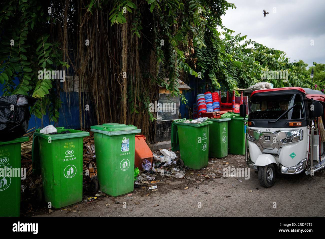 Phnom Penh, Cambodia. 22nd July, 2023. A tuk tuk is parked next to ...