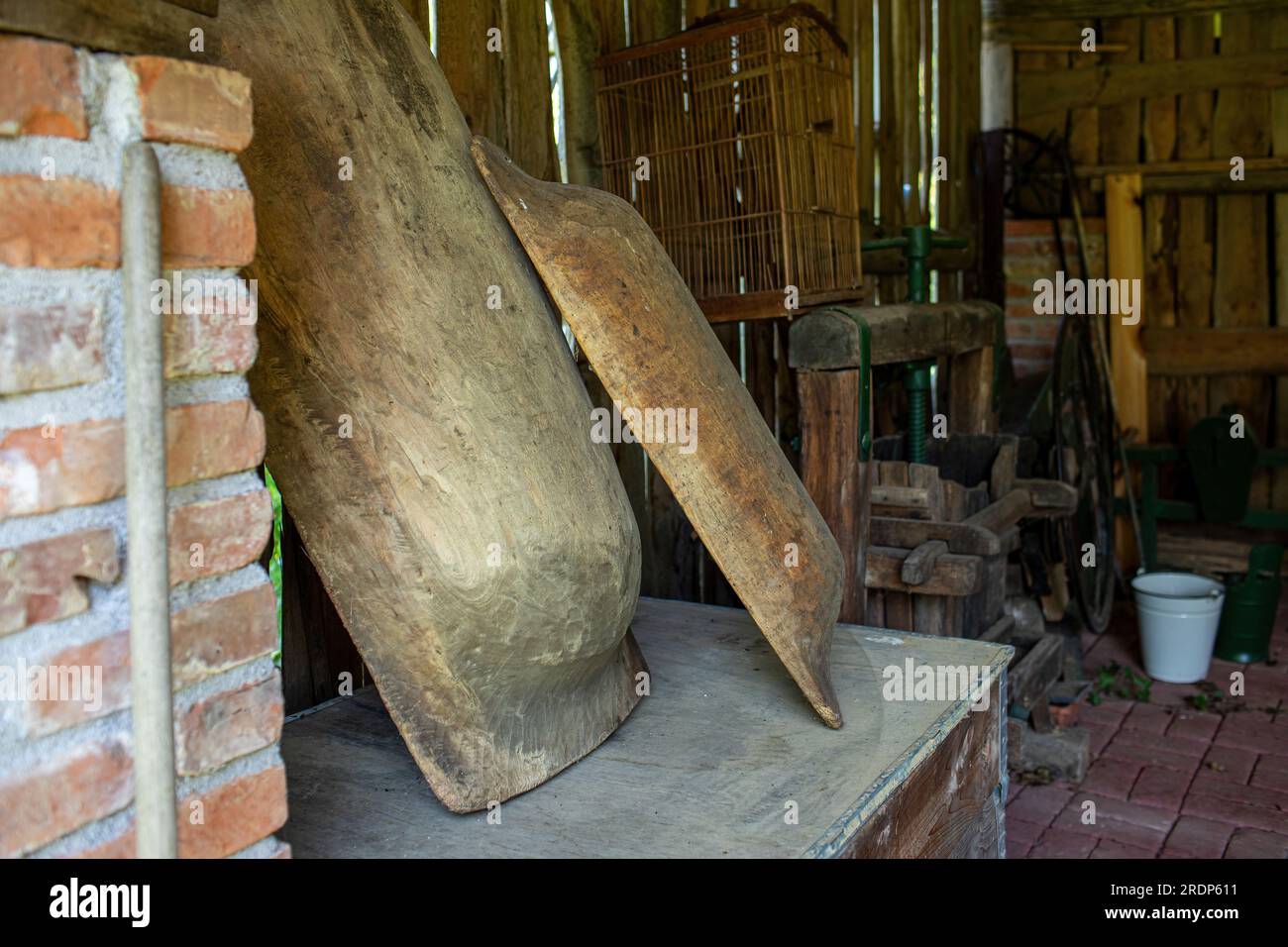 Wooden salting trough.Old peasant tools. High quality photo Stock Photo ...