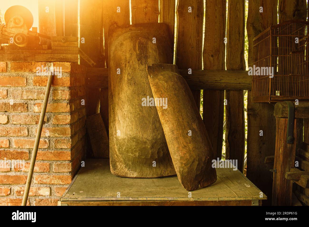 Wooden salting trough.Old peasant tools. High quality photo Stock Photo ...