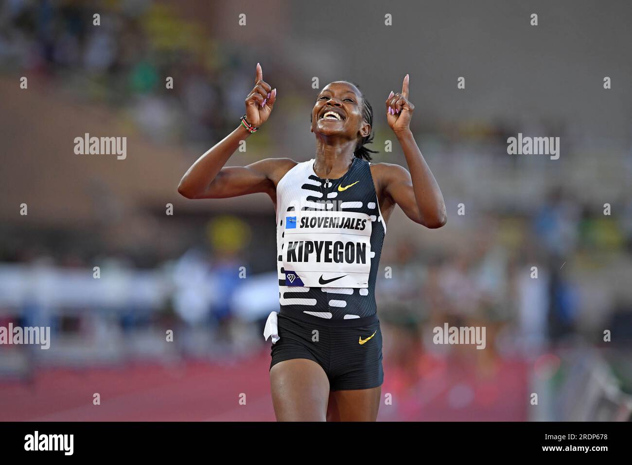 Faith Kipyeton (KEN) celebrates after winning the women's mile in a ...