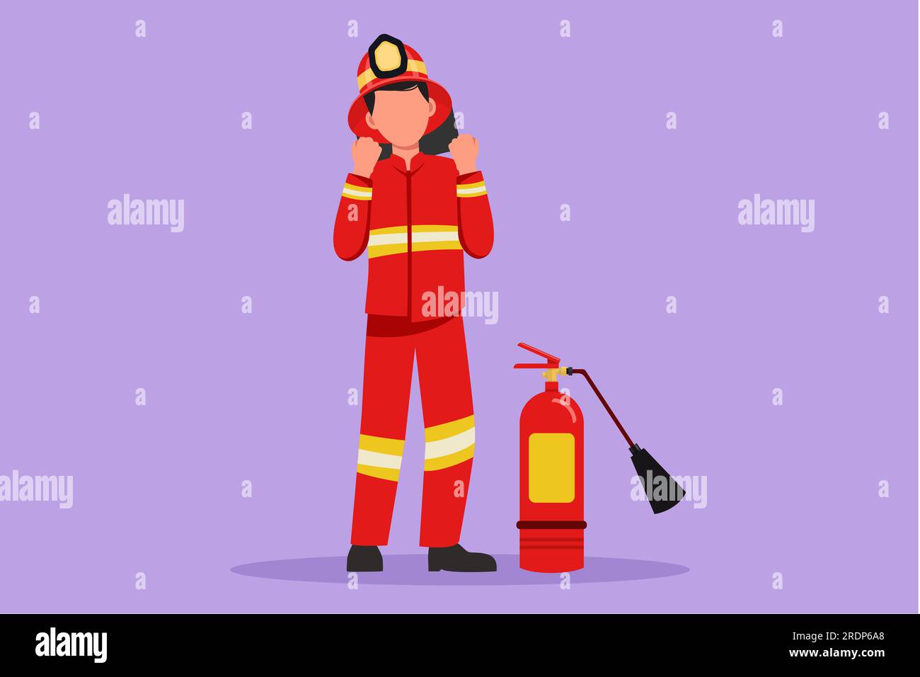 Character flat drawing firefighters standing with fire extinguisher ...
