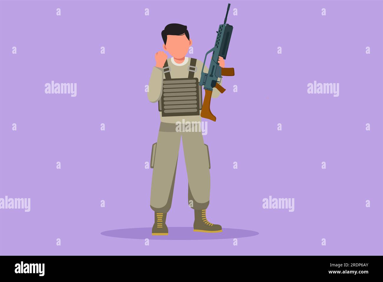 Graphic flat design drawing of happy male soldiers or army standing ...