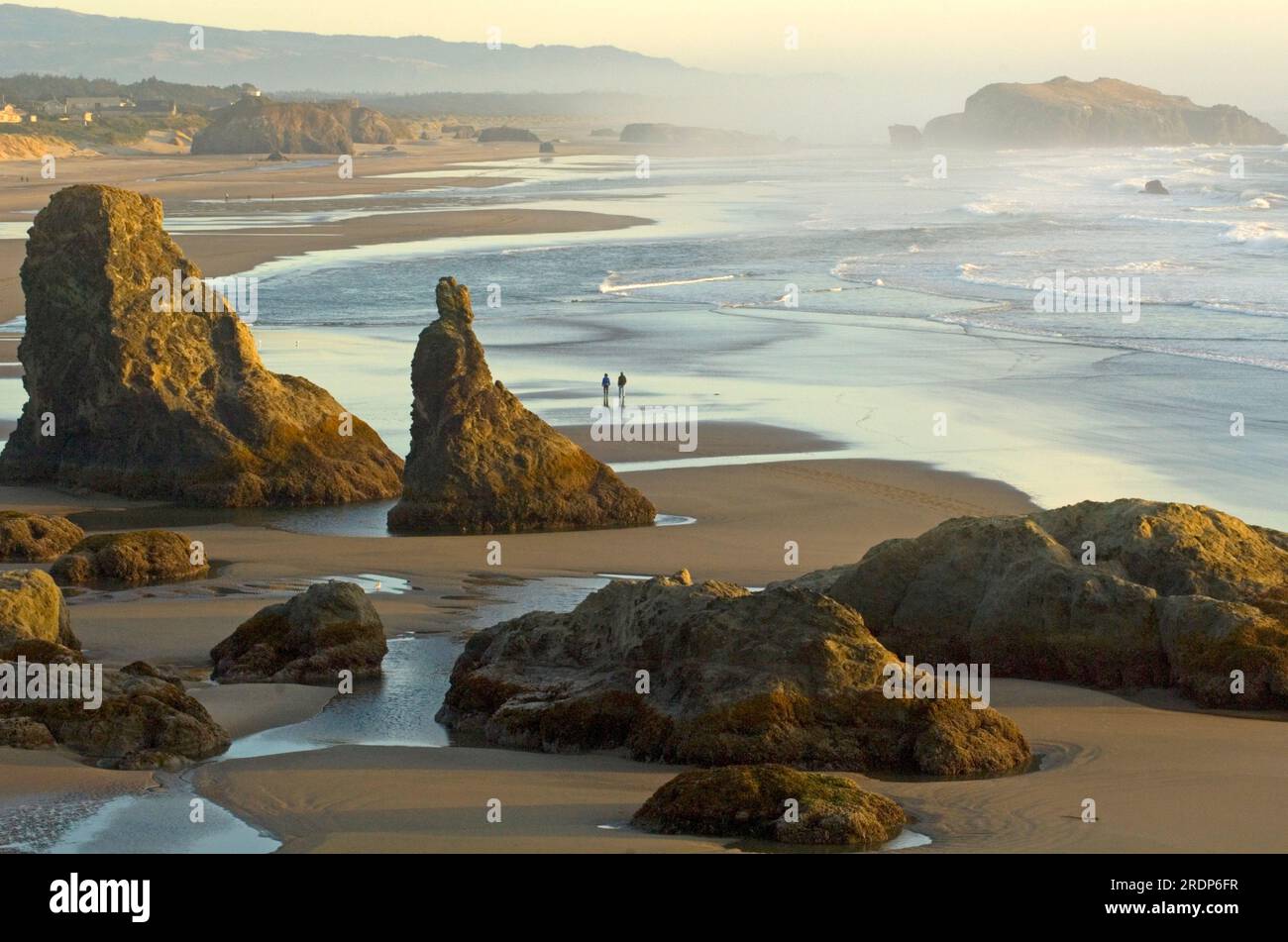 Aerial view of scenic beauty along the rugged coastline at Bandon Beach ...