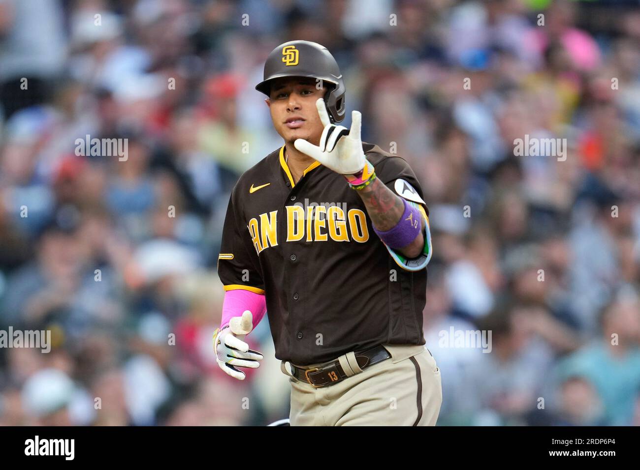 San Diego Padres' Manny Machado celebrates his three-run home run ...