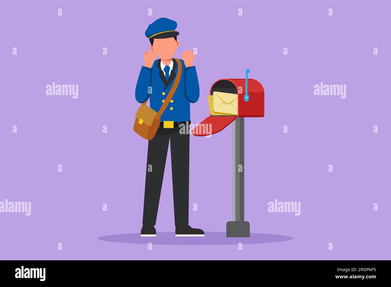 Character flat drawing of happy postman with celebrate gesture standing ...