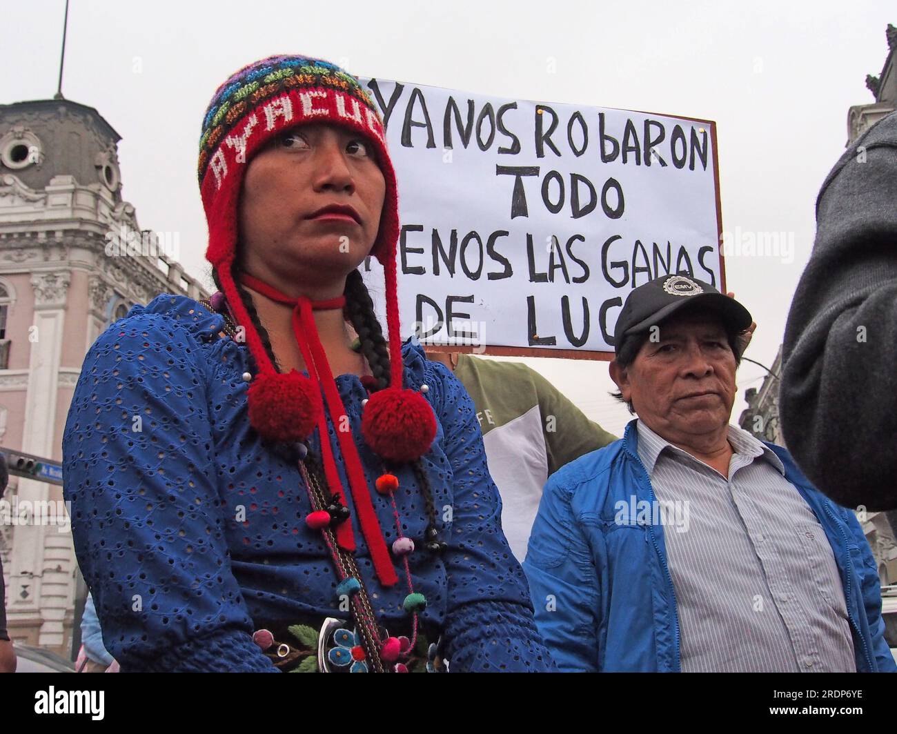 Lima, Peru. 22nd July, 2023. Peasant women demonstrating when, on the ...