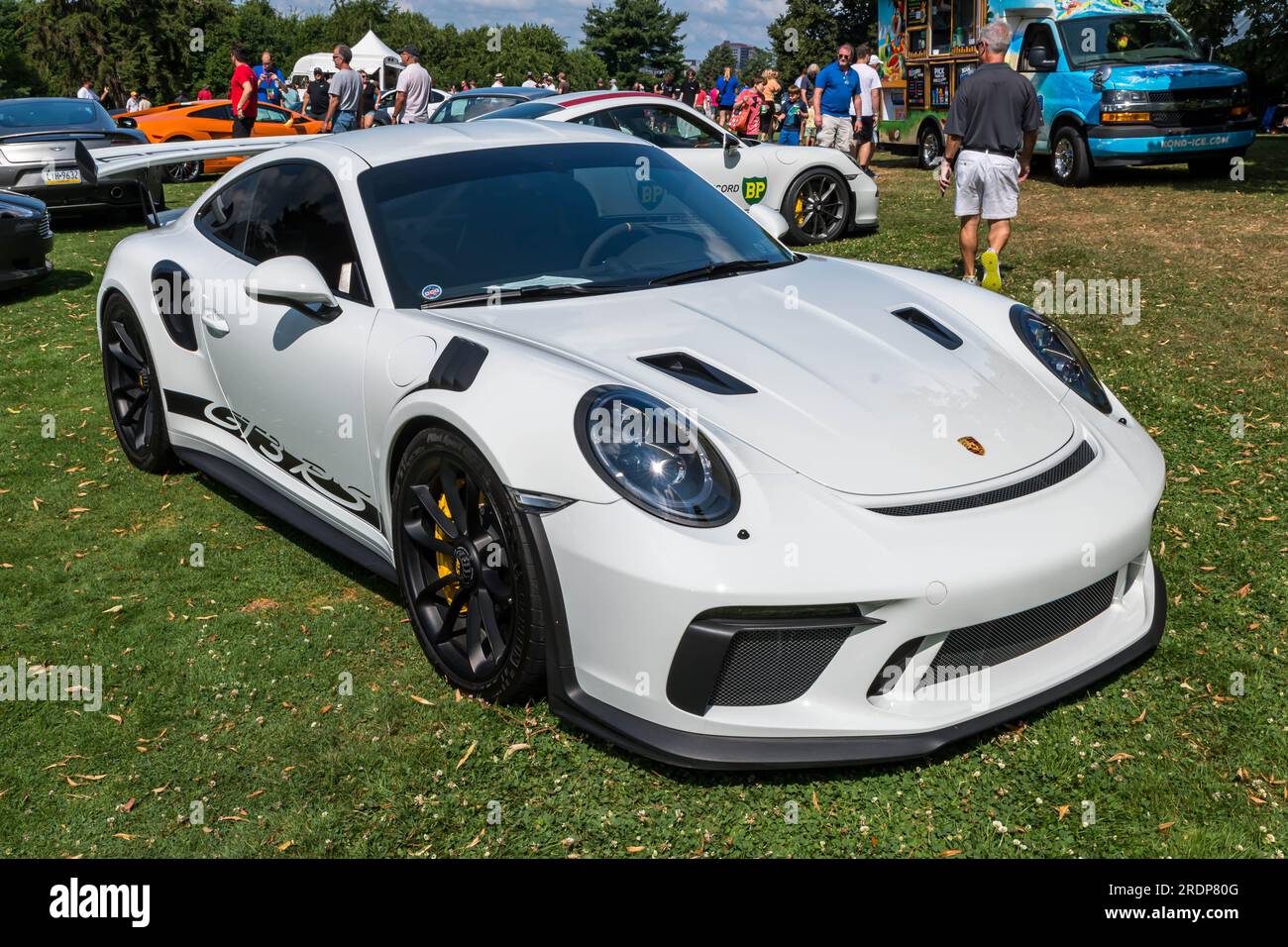 A 2019 Porsche GT3 RS on display at a car show in Pittsburgh ...