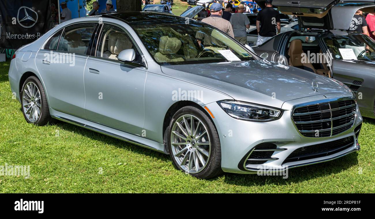 A 2021 Mercedes Benz S580 on display at a car show in Pittsburgh ...