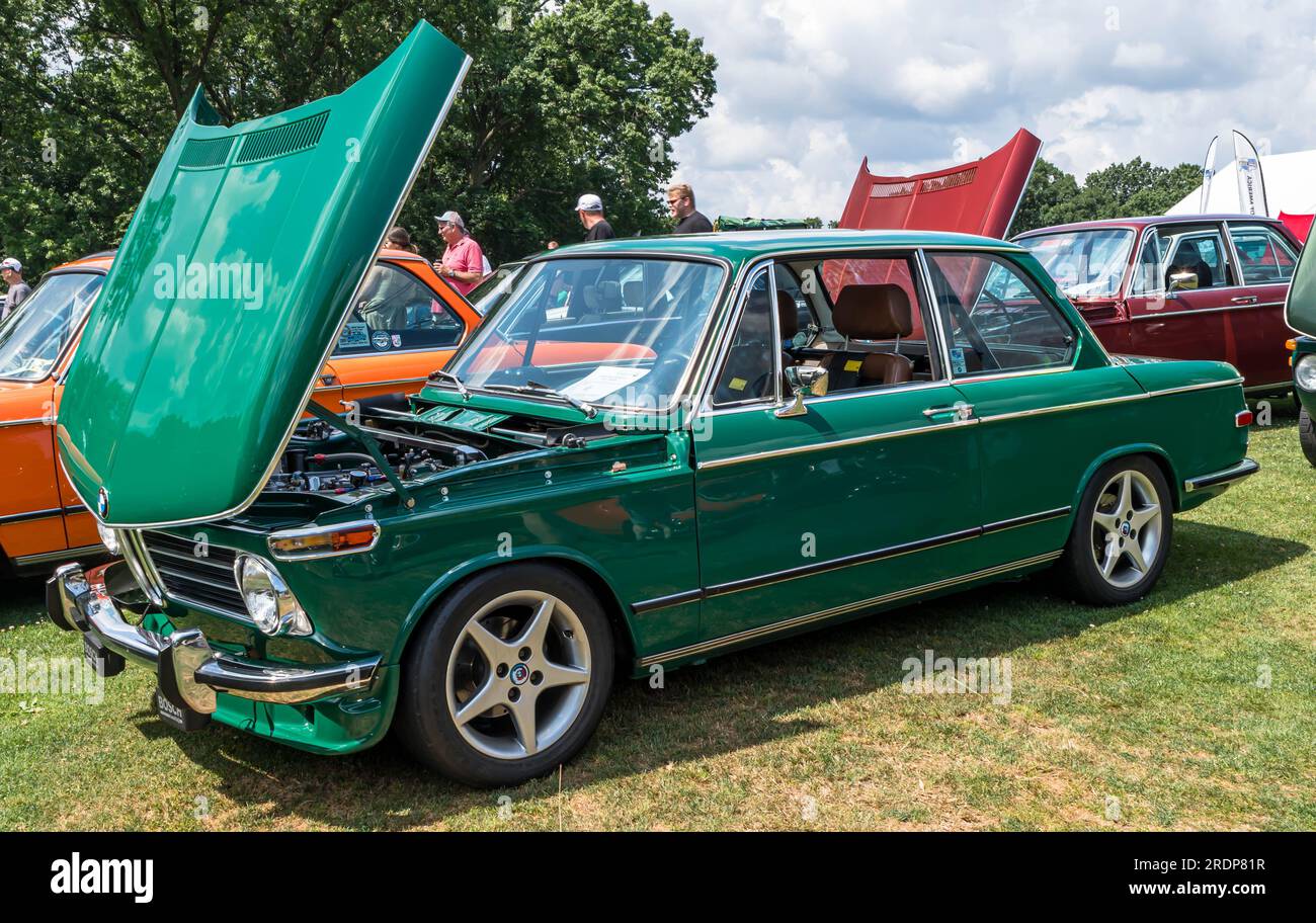 A 1972 BMW coupe on display at a car show in Pittsburgh, Pennsylvania ...