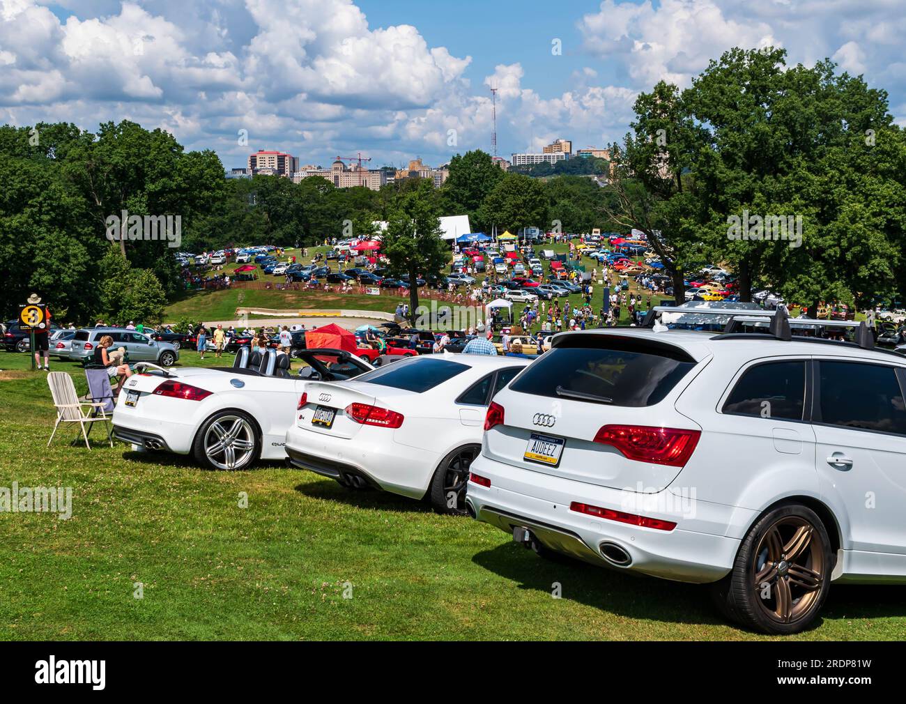 A partial view of a car show and track in Pittsburgh, Pennsylvania, USA ...