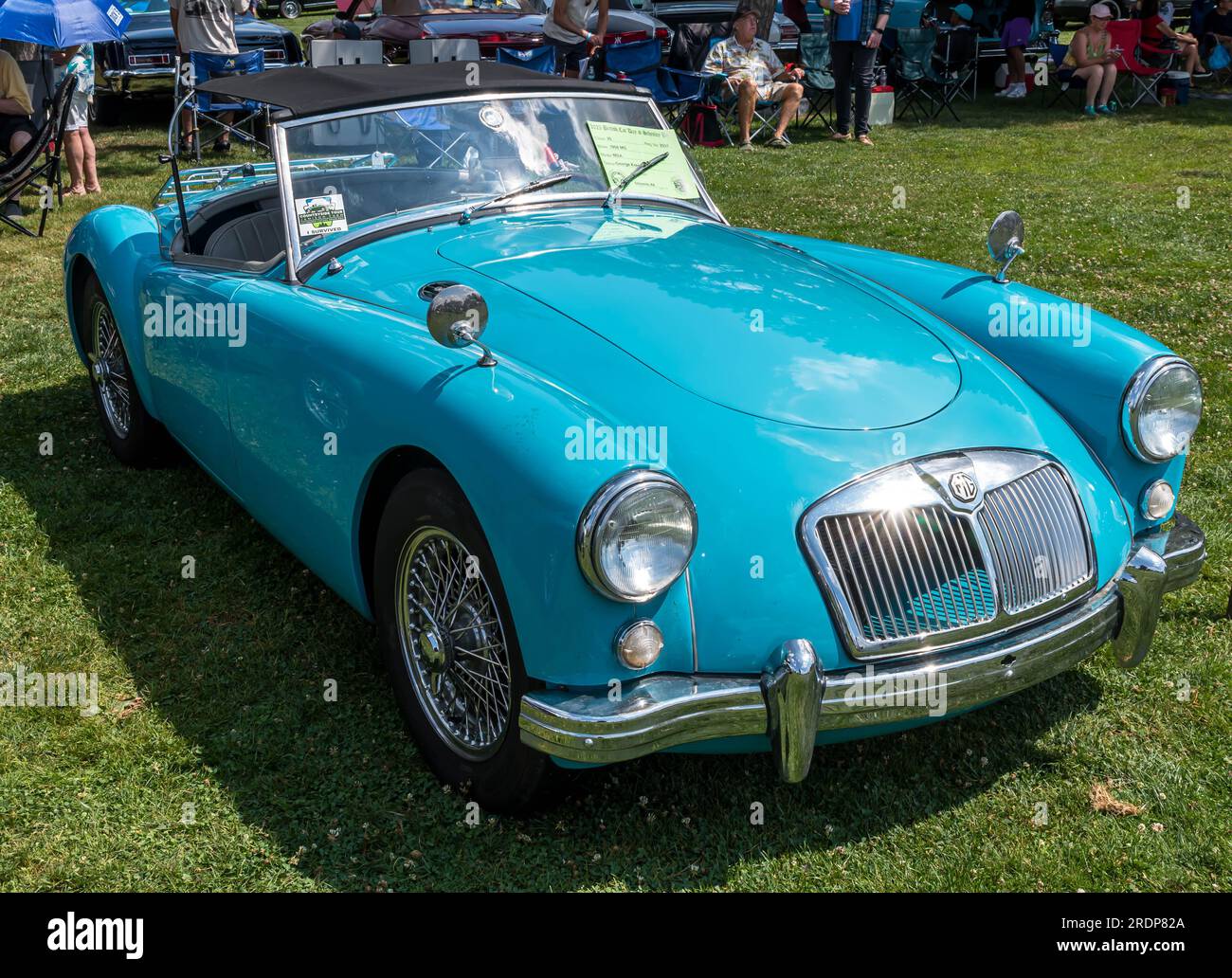 A 1958 MG convertible on display at a car show in Pittsburgh ...