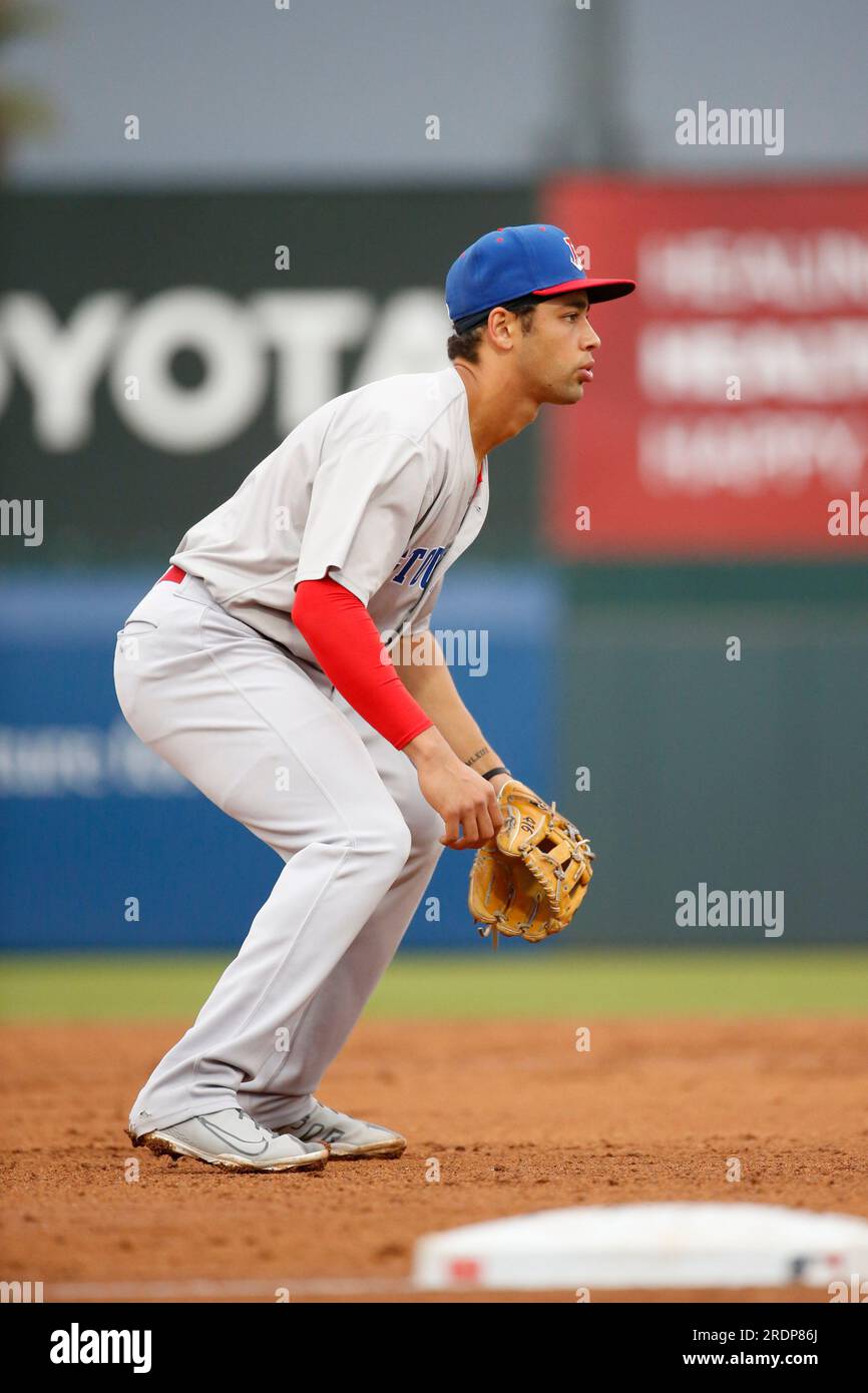 T.J. Schofield-Sam (6) of the Stockton Ports in the field at third base ...