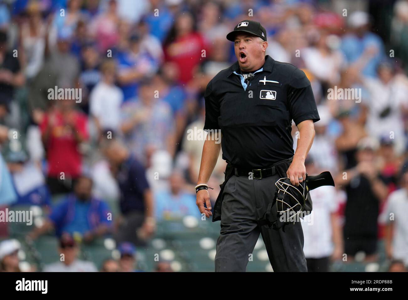 Umpire Cory Blaser yells at St. Louis Cardinals manager Oliver Marmol ...