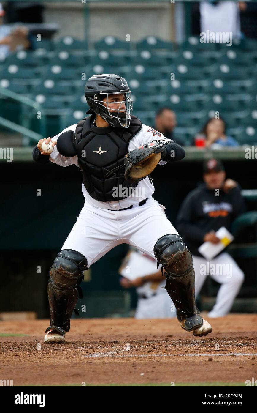 Ronaldo Flores (28) of the Inland Empire 66ers against the Stockton ...