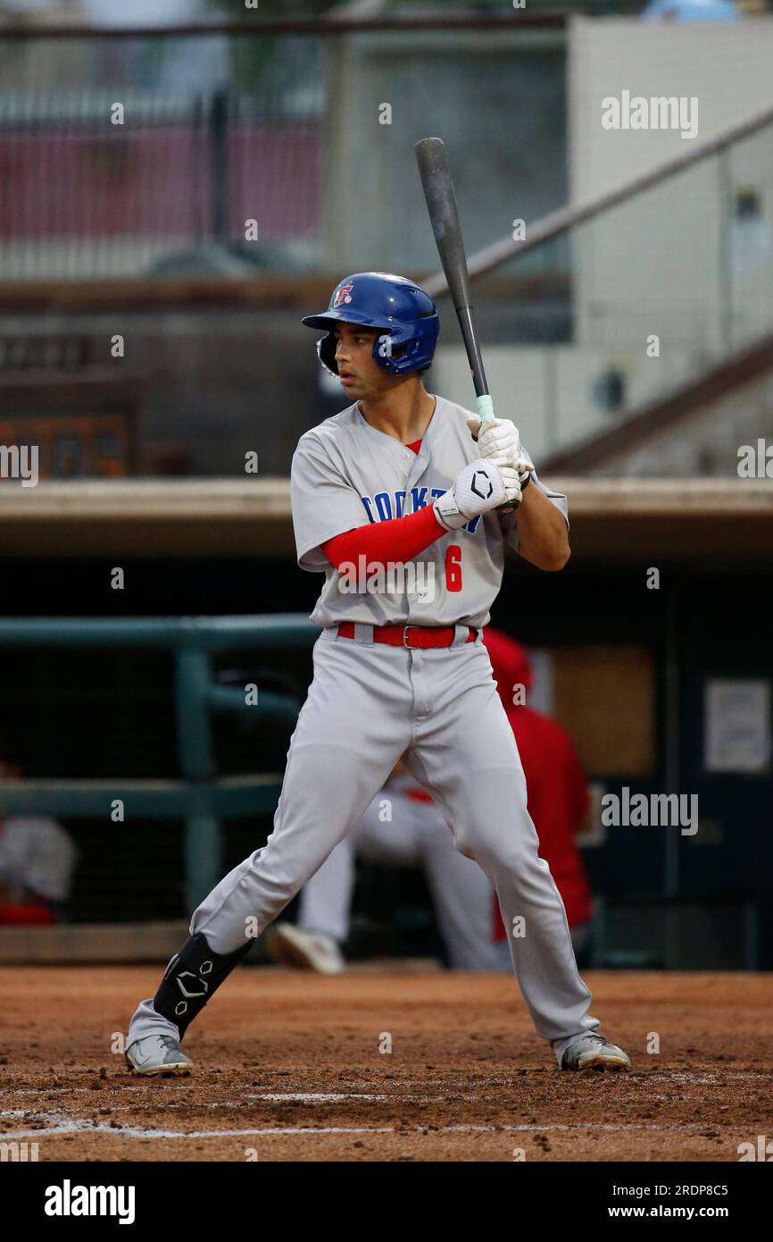 T.J. Schofield-Sam (6) of the Stockton Ports bats against the Inland ...