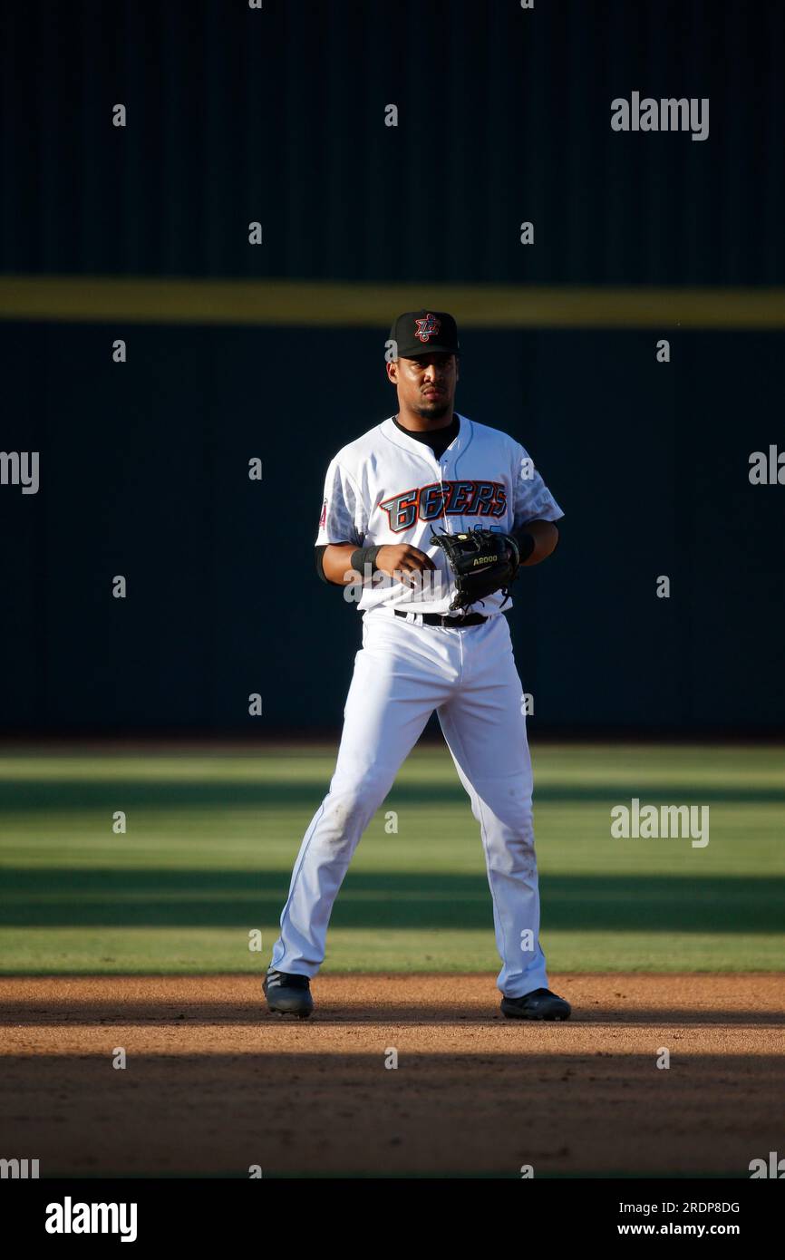 Cam Williams (15) of the Inland Empire 66ers in the field against the ...