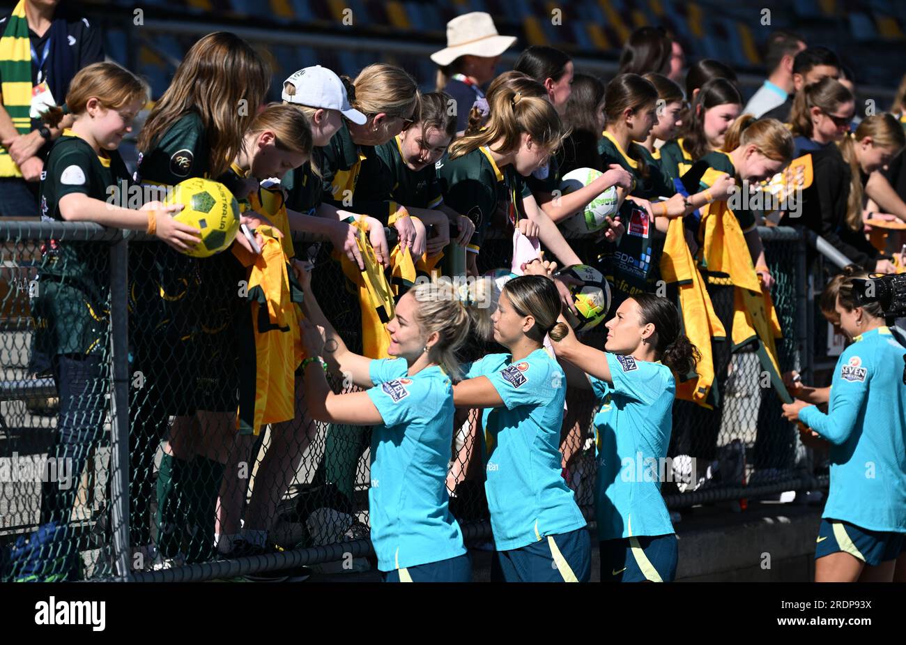 Brisbane, Australia. 23rd July, 2023. Ellie Carpenter, Kyra Cooney ...