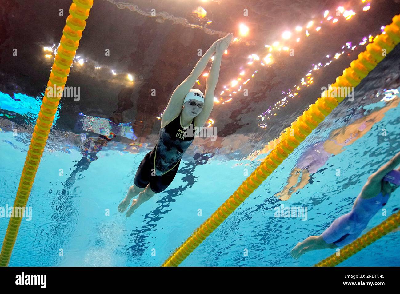 Kate Douglass, of the United States, competes in the women's 200m ...