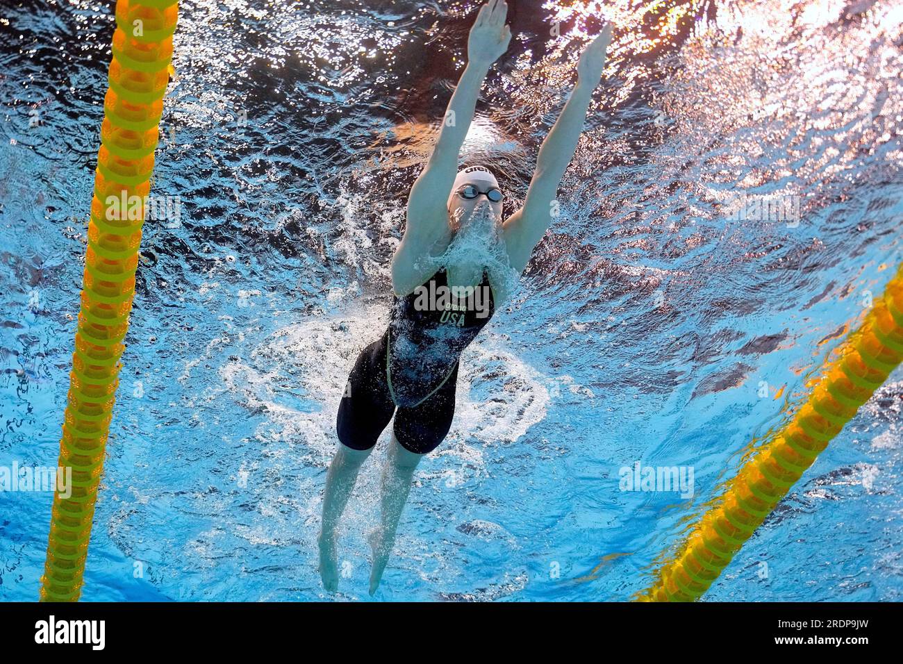 Kate Douglass, of the United States, competes in the women's 200m ...