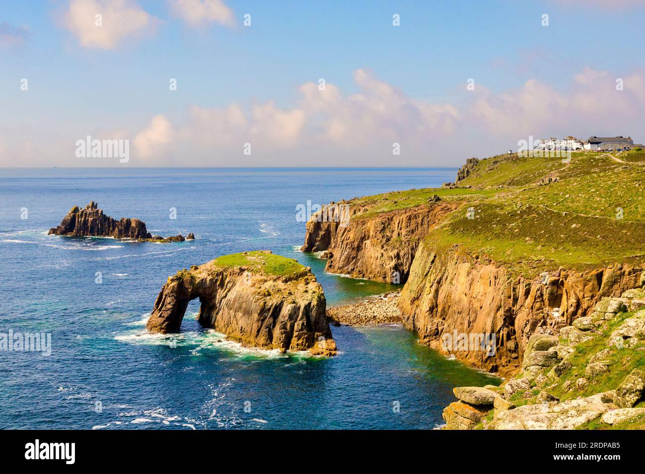 Land's End, one of the UK's most famous tourist attractions. The arch ...