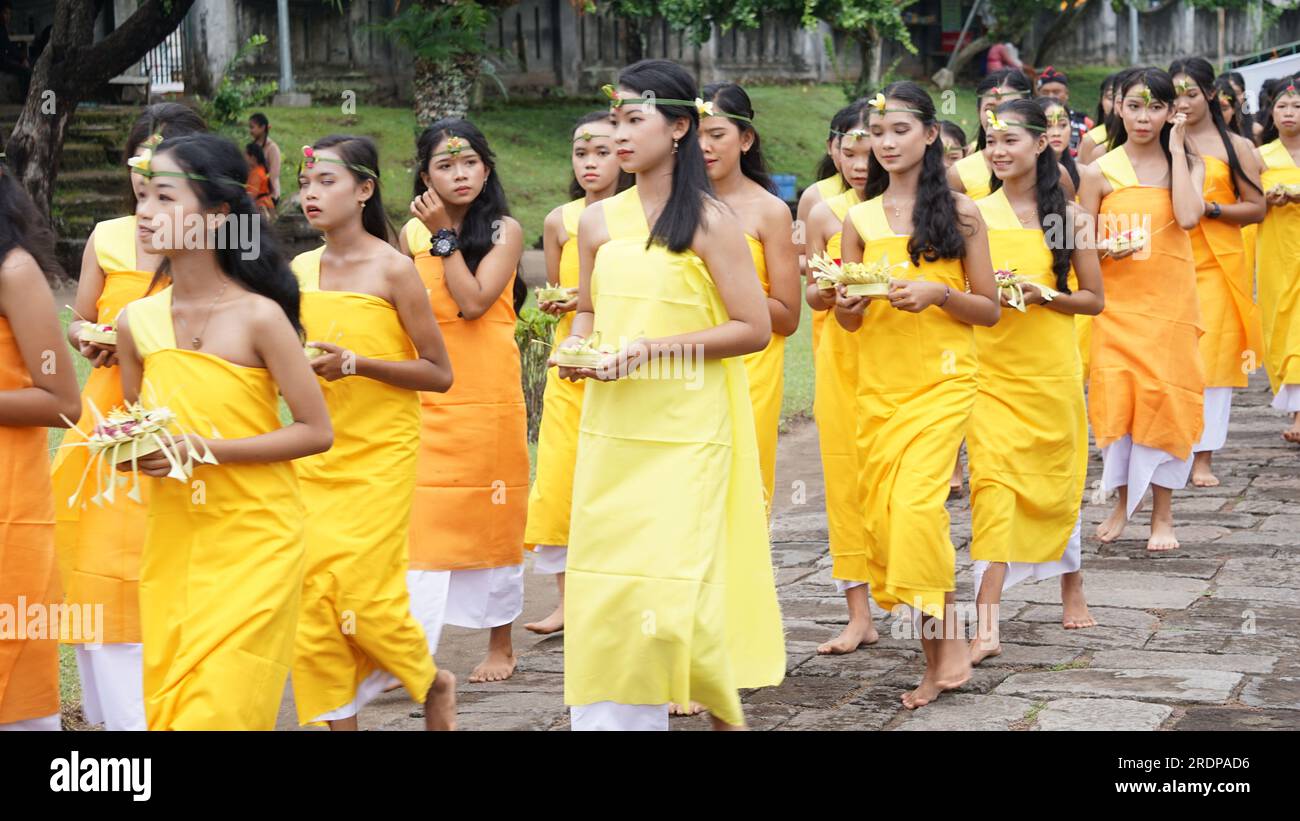 The procession of the Wedar Hayuning Penataran. This ceremony is held ...