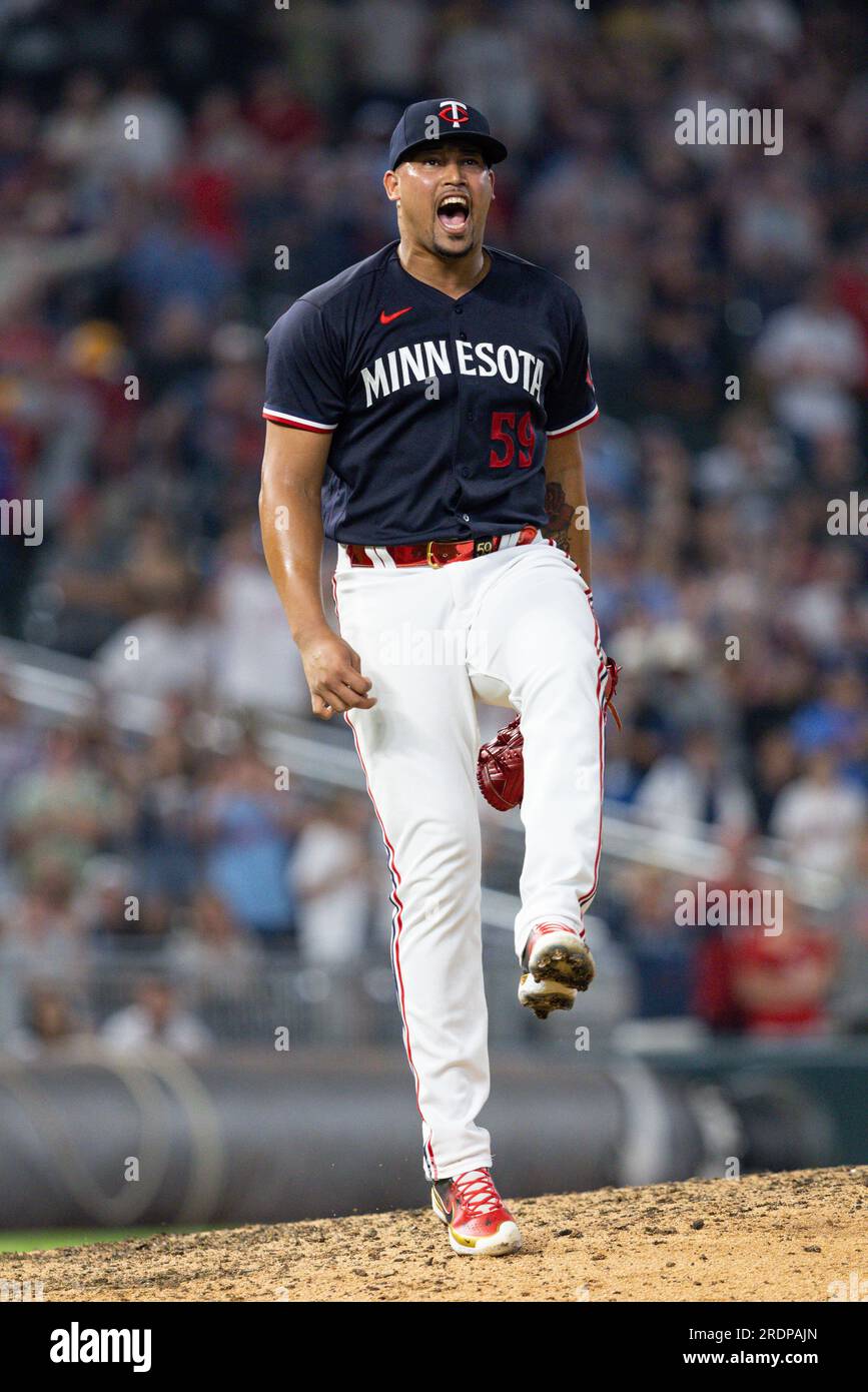 MINNEAPOLIS, MN - JULY 22: Minnesota Twins relief pitcher Jhoan Duran ...