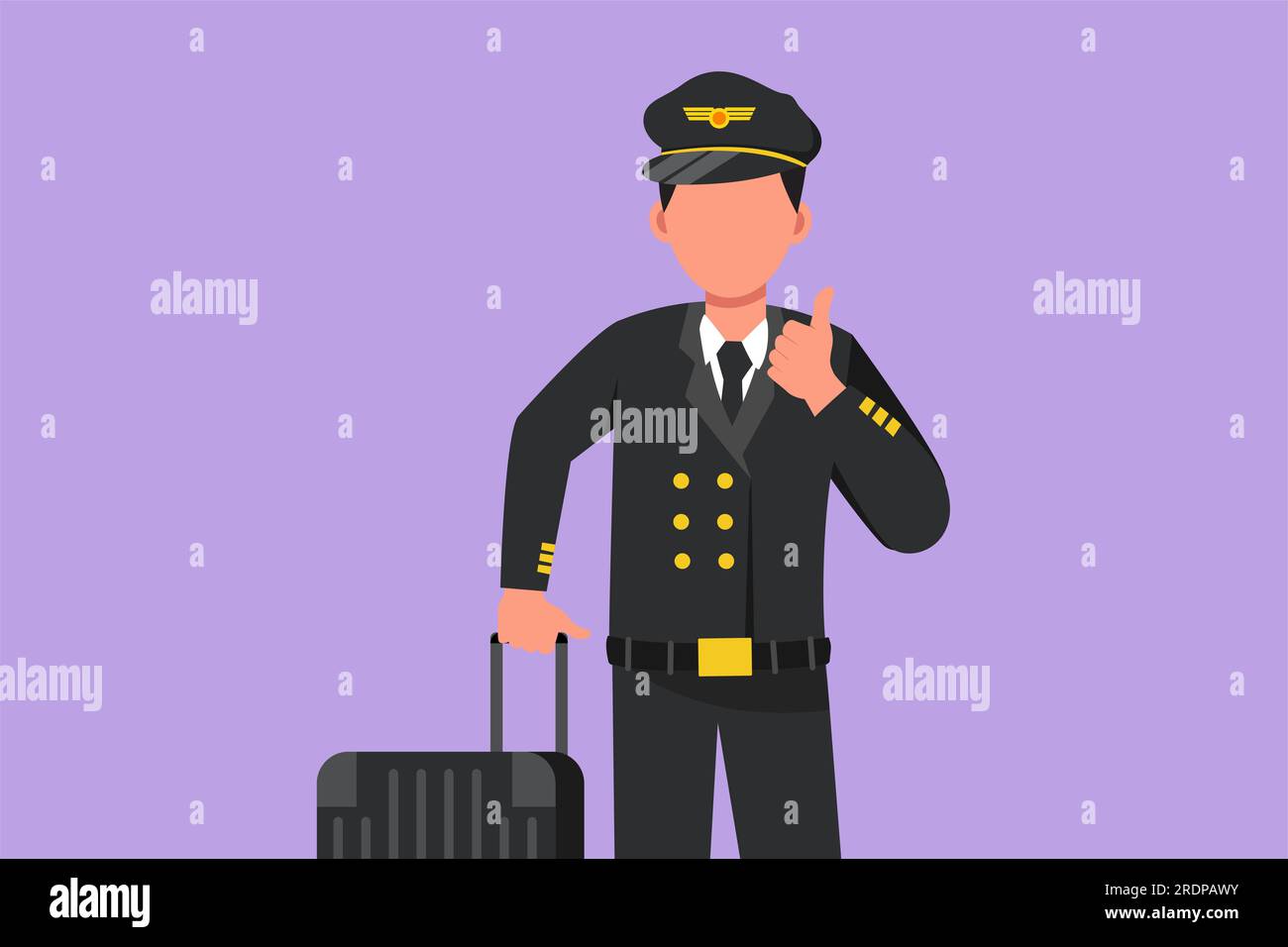 Character flat drawing male pilot with thumbs up gesture and full ...