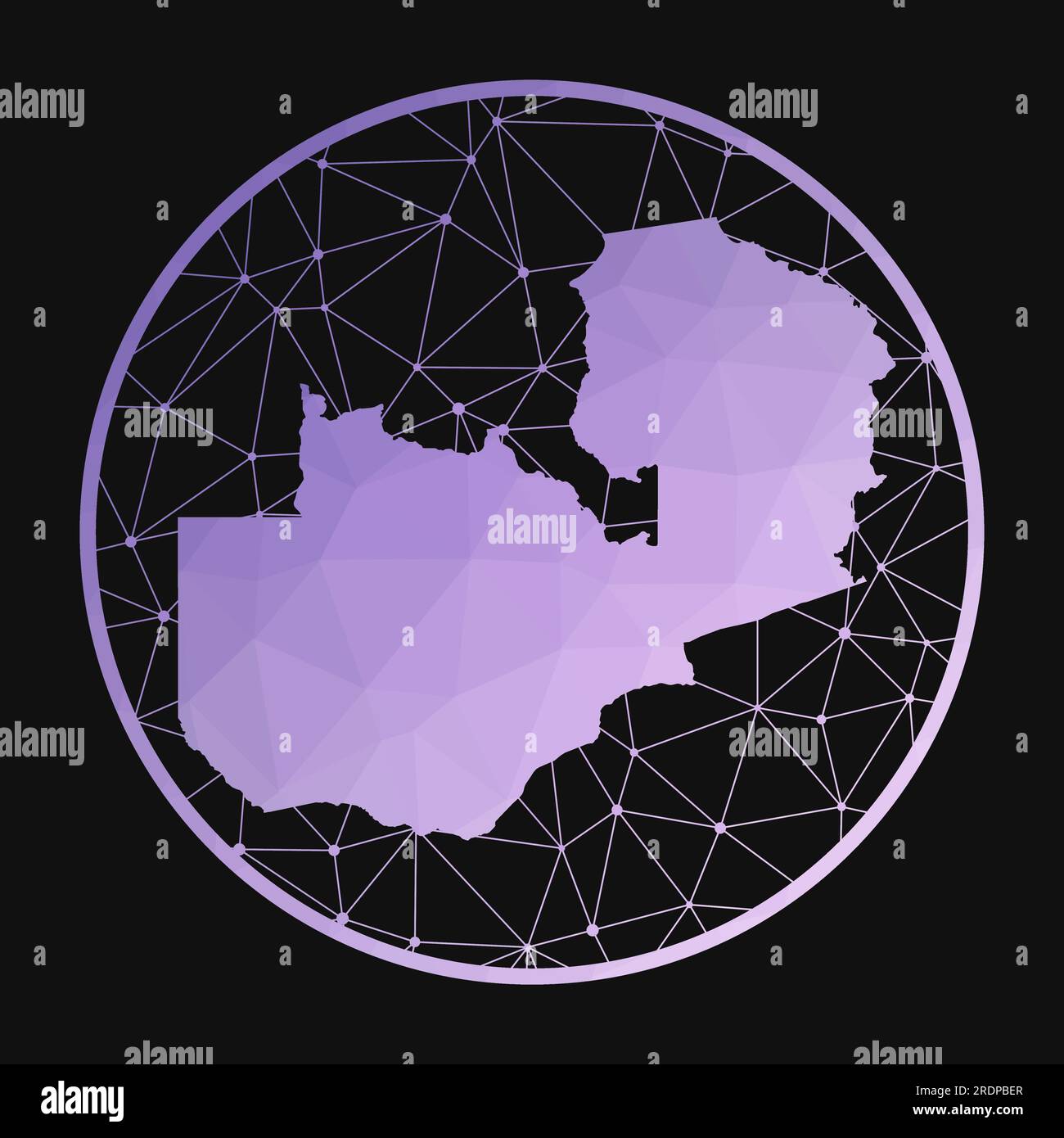 Zambia icon. Vector polygonal map of the country. Zambia icon in geometric style. The country ...