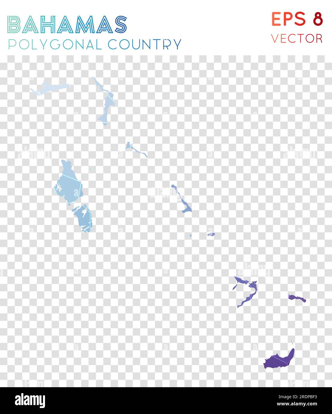 Bahamas polygonal map, mosaic style country. Breathtaking low poly ...