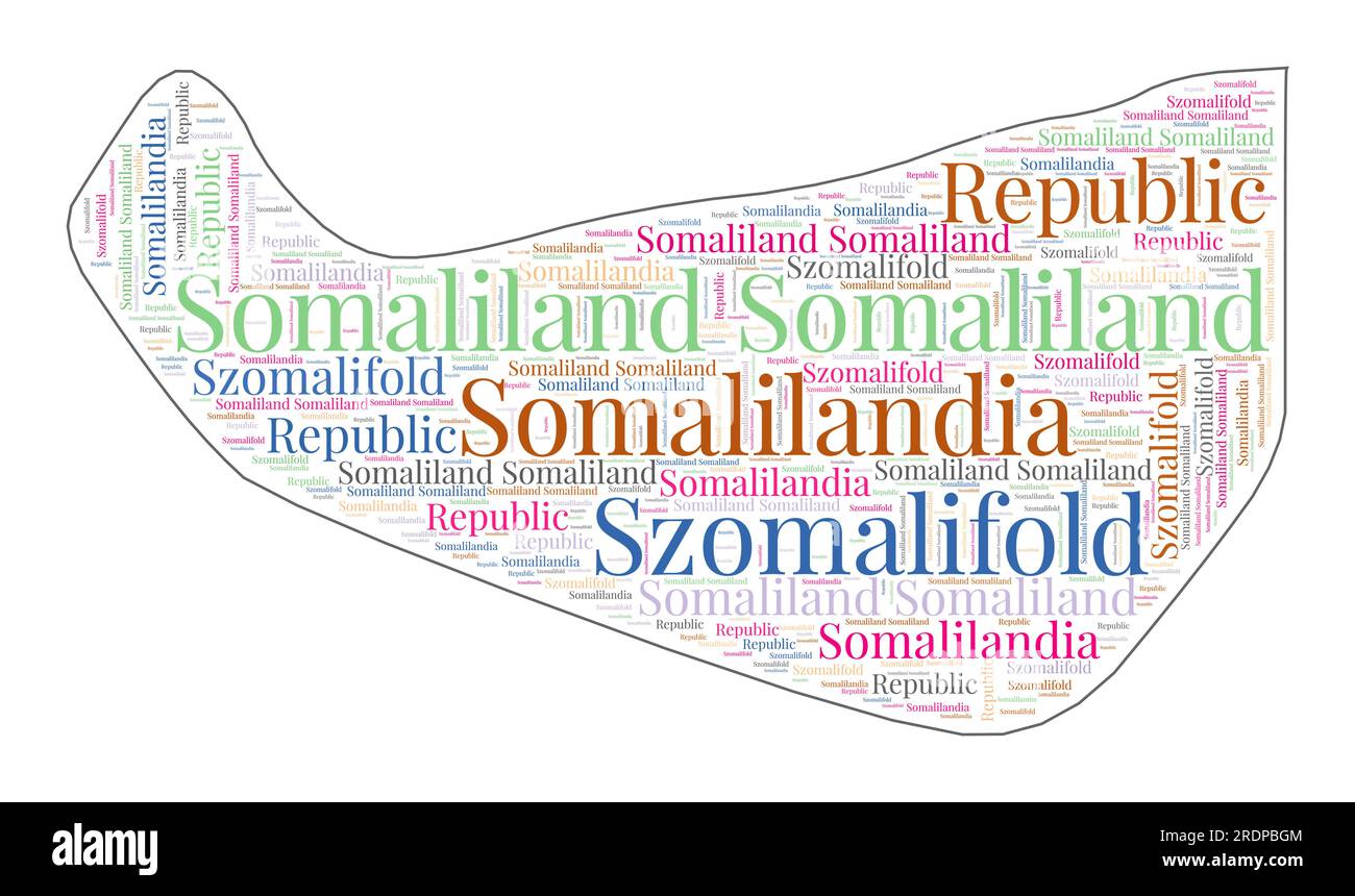 Somaliland shape filled with country name in many languages. Somaliland ...