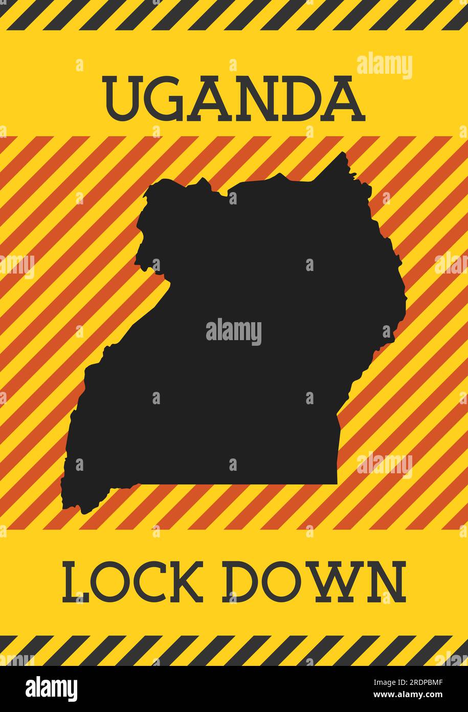 Uganda Lock Down Sign. Yellow country pandemic danger icon. Vector ...