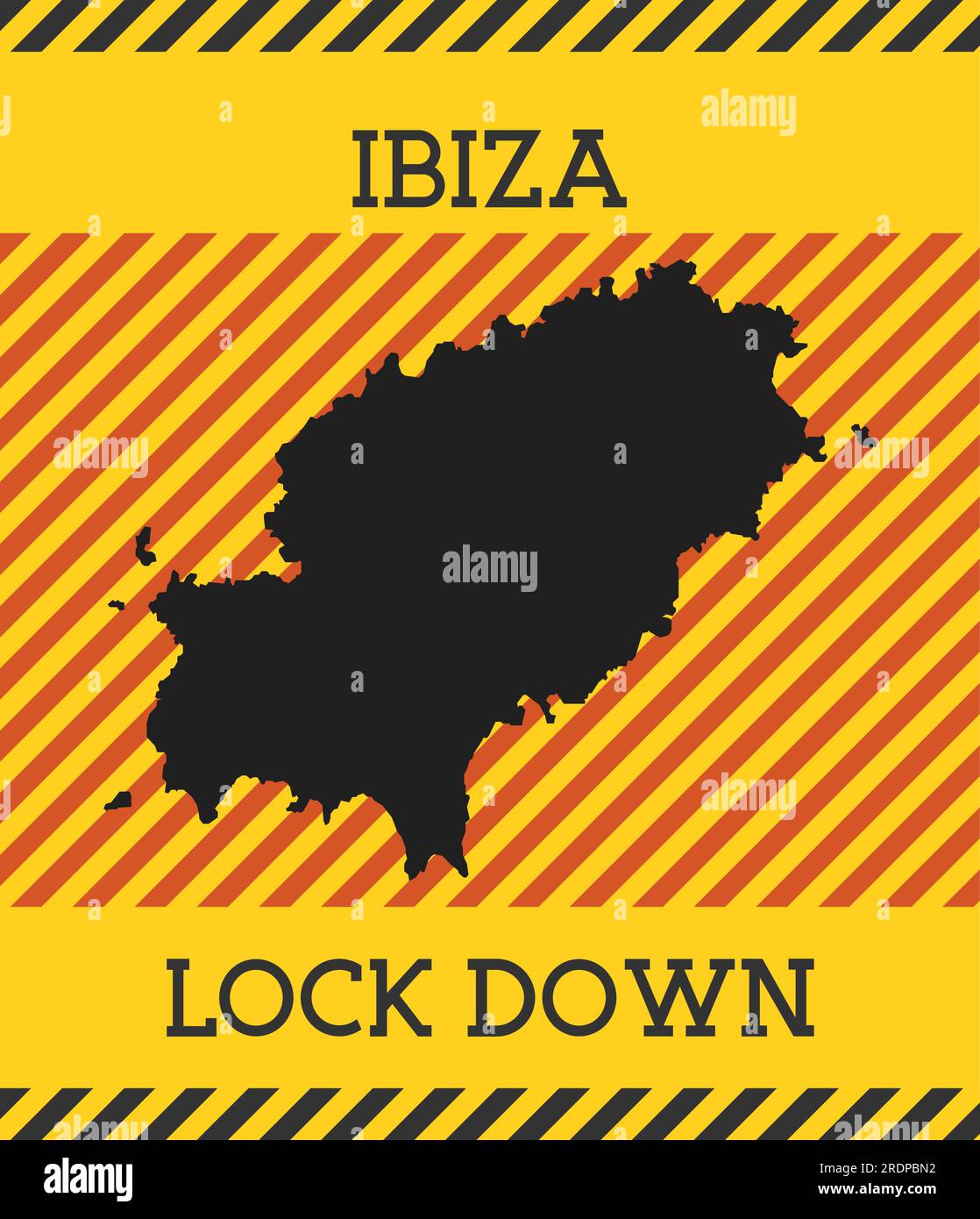 Ibiza Lock Down Sign. Yellow island pandemic danger icon. Vector ...