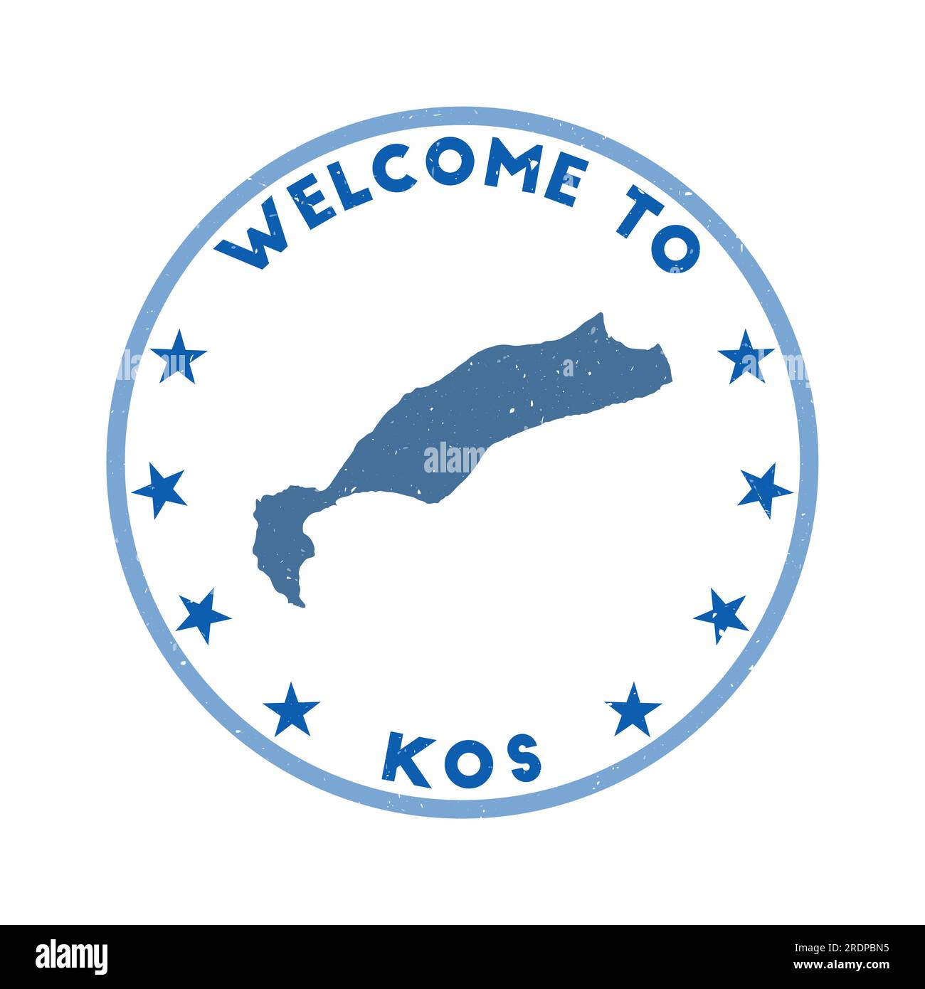 Welcome to Kos stamp. Grunge island round stamp with texture in Wing ...