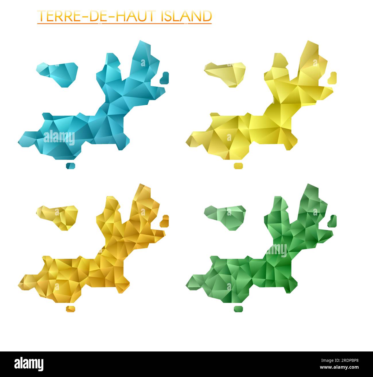 Set of vector polygonal maps of Terre-de-Haut Island. Bright gradient ...
